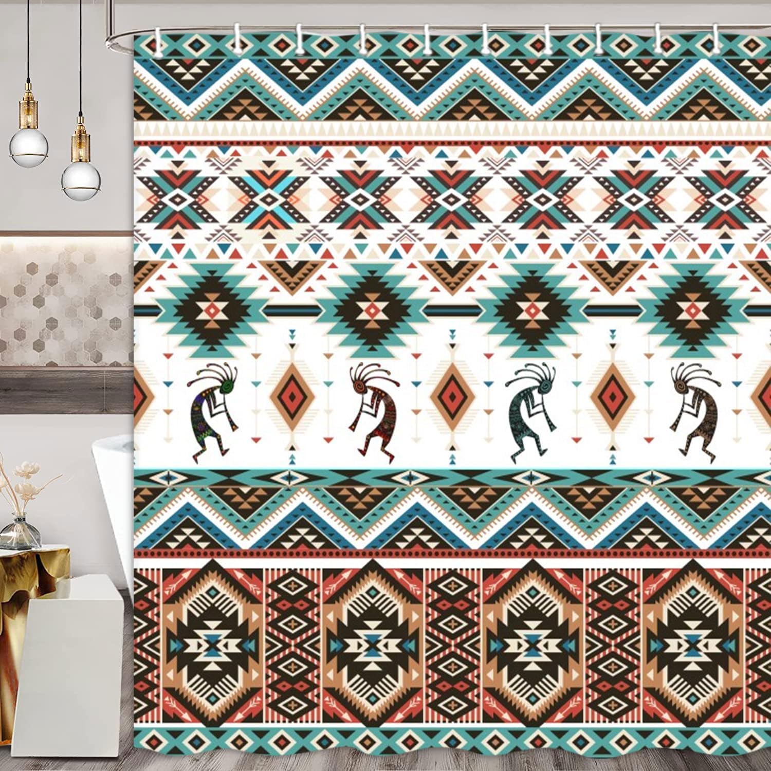 Amazon.com: Boho Western Shower Curtain, Aztec Southwestern Native ...