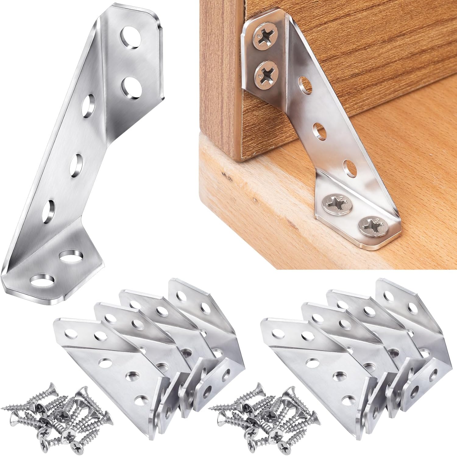 Amazon.com: Pndeyo Universal Stainless Steel Furniture Corner Connector ...