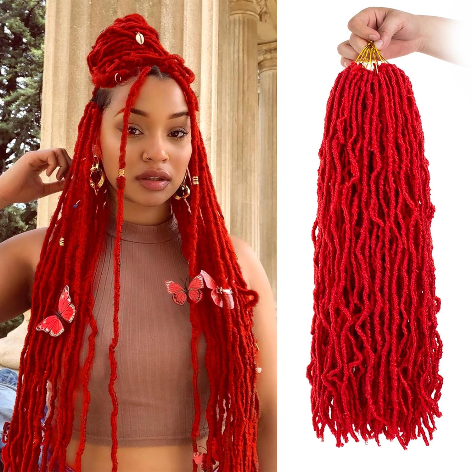 Amazon.com : ZRQ 24 Inch New Faux Locs Crochet Hair 7 Packs Red Goddess ...