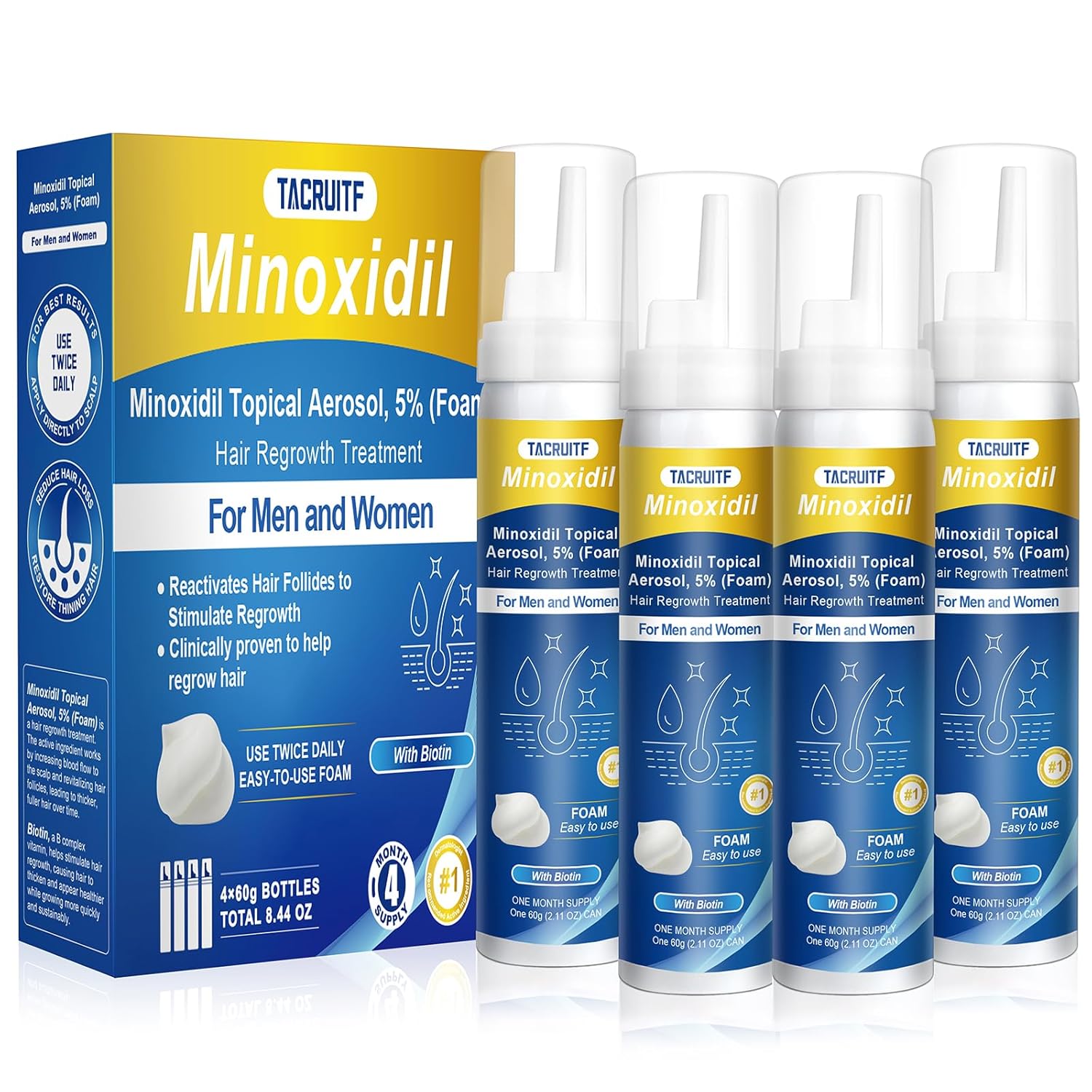 Amazon.com : 5% Topical Minoxidil Foam, Infused with Biotin, Hair ...
