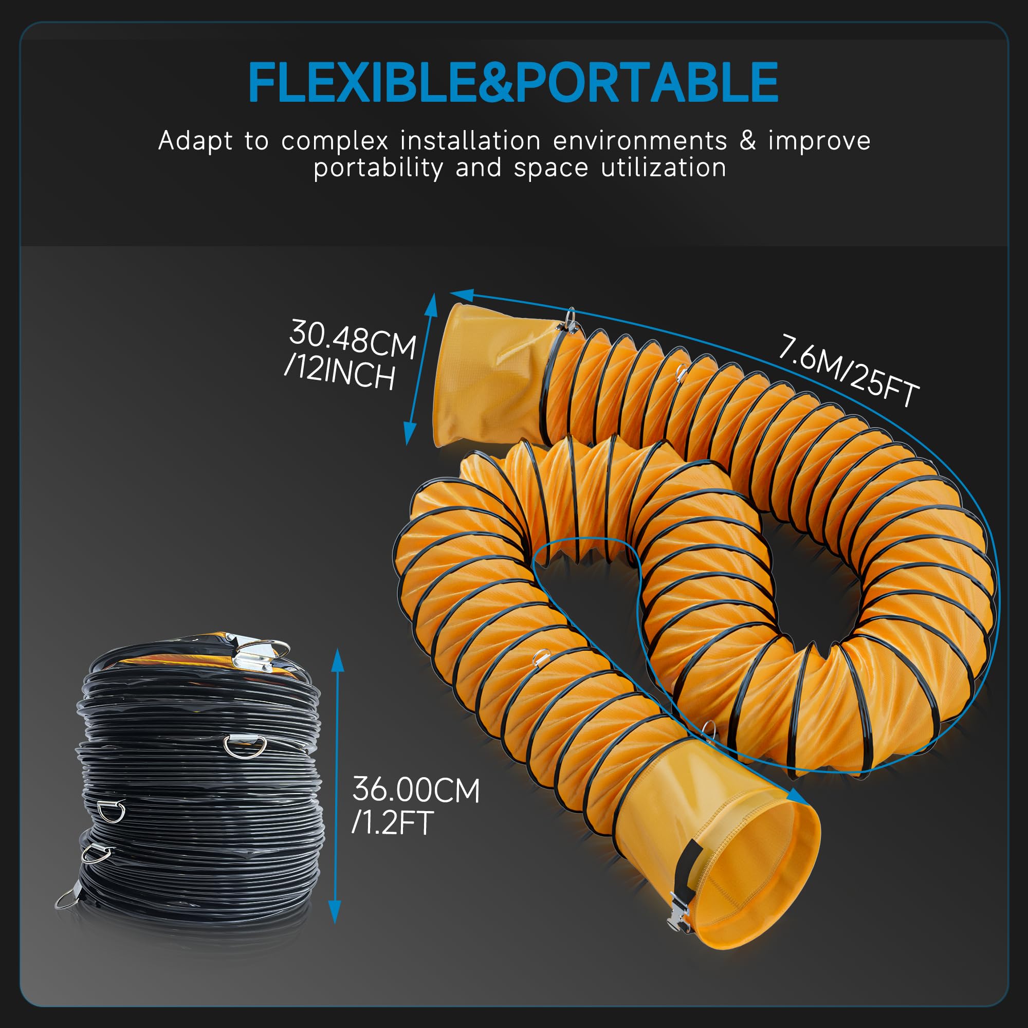 Snapklik.com : Hon&Guan 12 Inch PVC 25 FT Flexible Duct