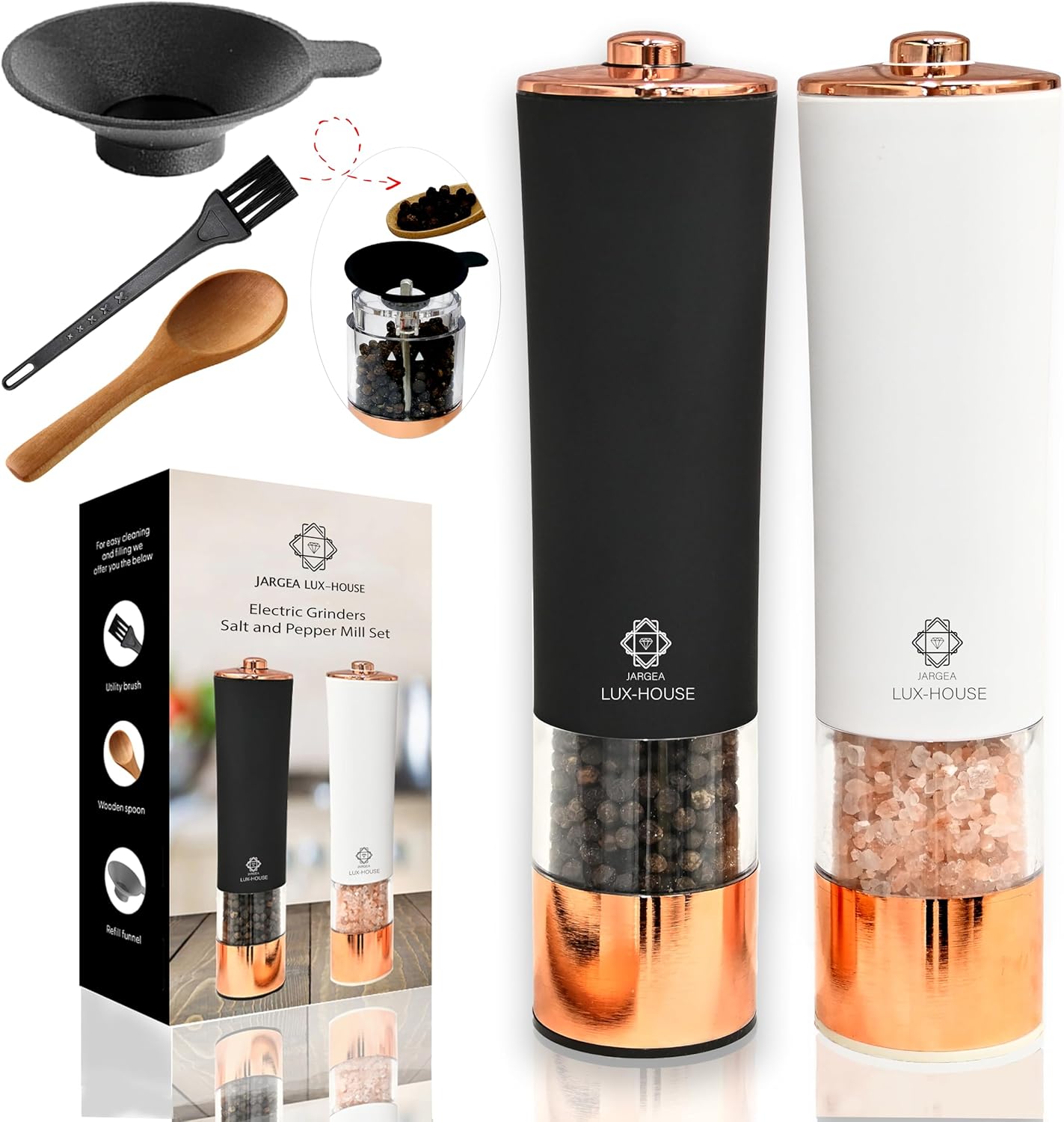 Amazon.com: Elegant Electric Salt and Pepper Grinder Set (2 pcs) - One ...