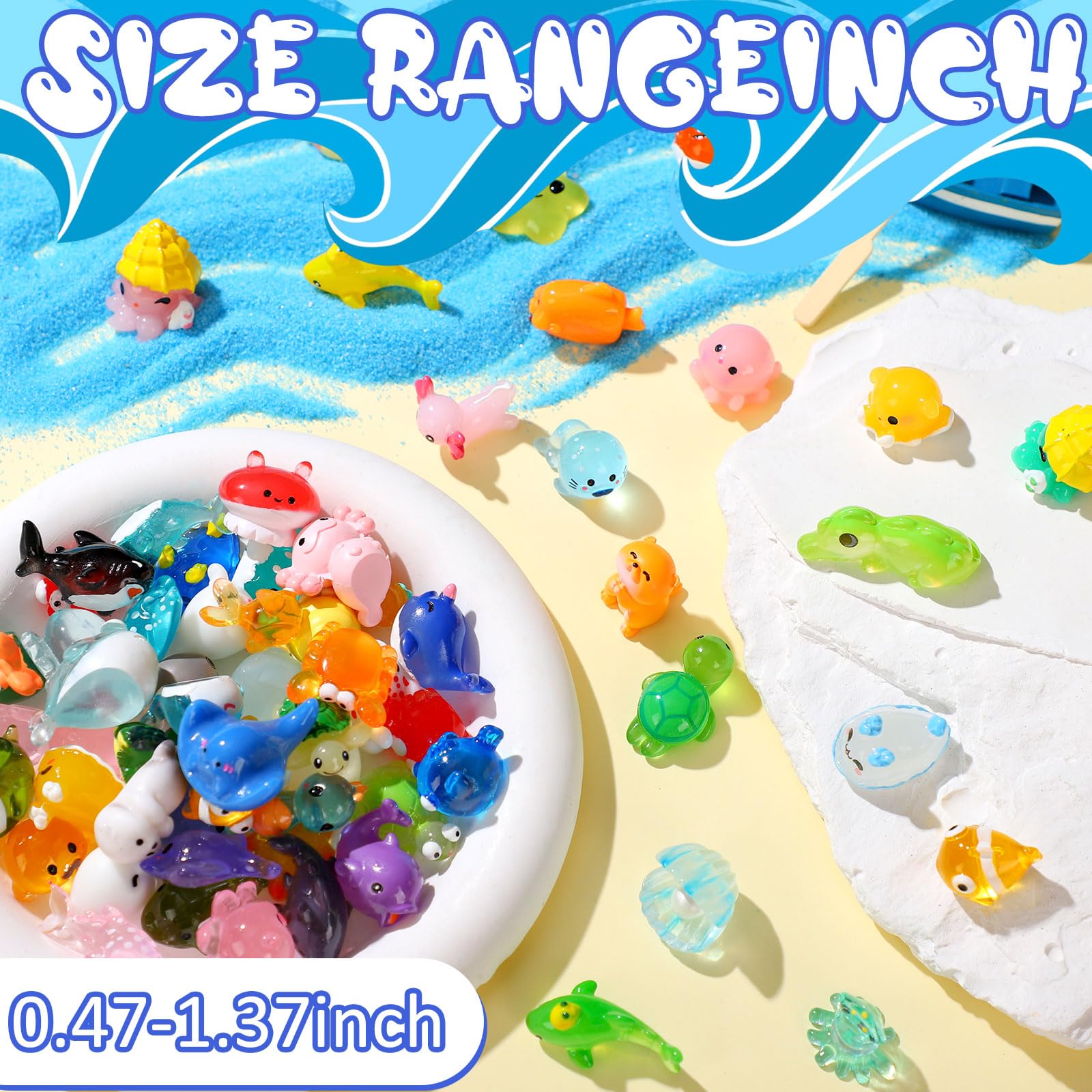 Snapklik.com : 65 Pcs Mini Ocean Resin Animals Tiny Sea Animals ...