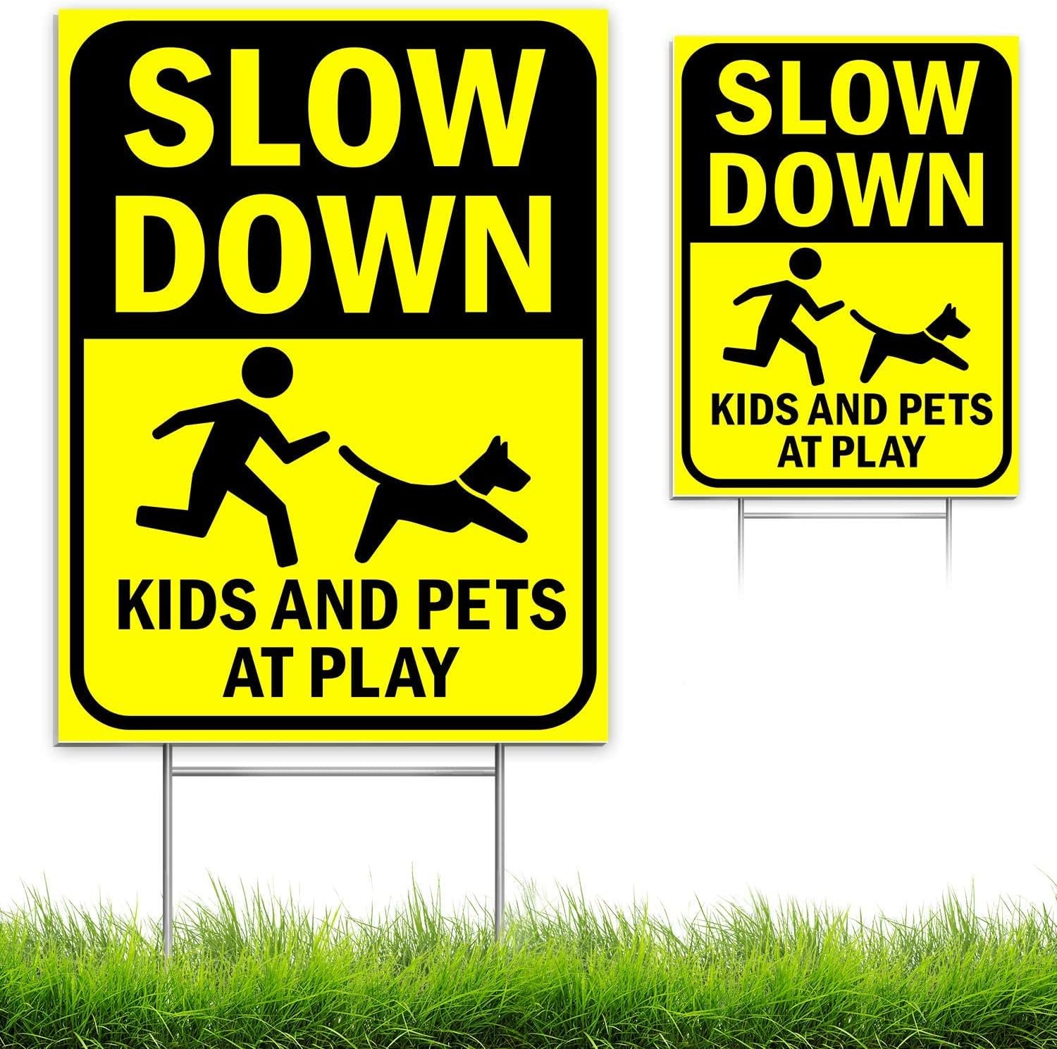 Amazon.com: Slow Down Kids and Pets at Play Signs, 18" x 12" Children ...