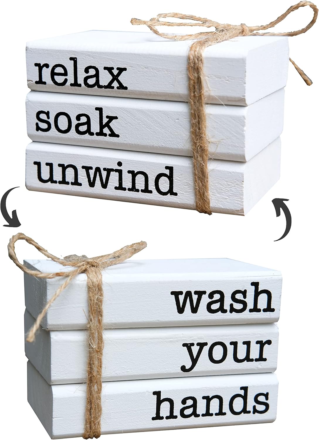 Farmhouse Mini Bookstack for Bathroom Decor Wooden Books for Restroom ...