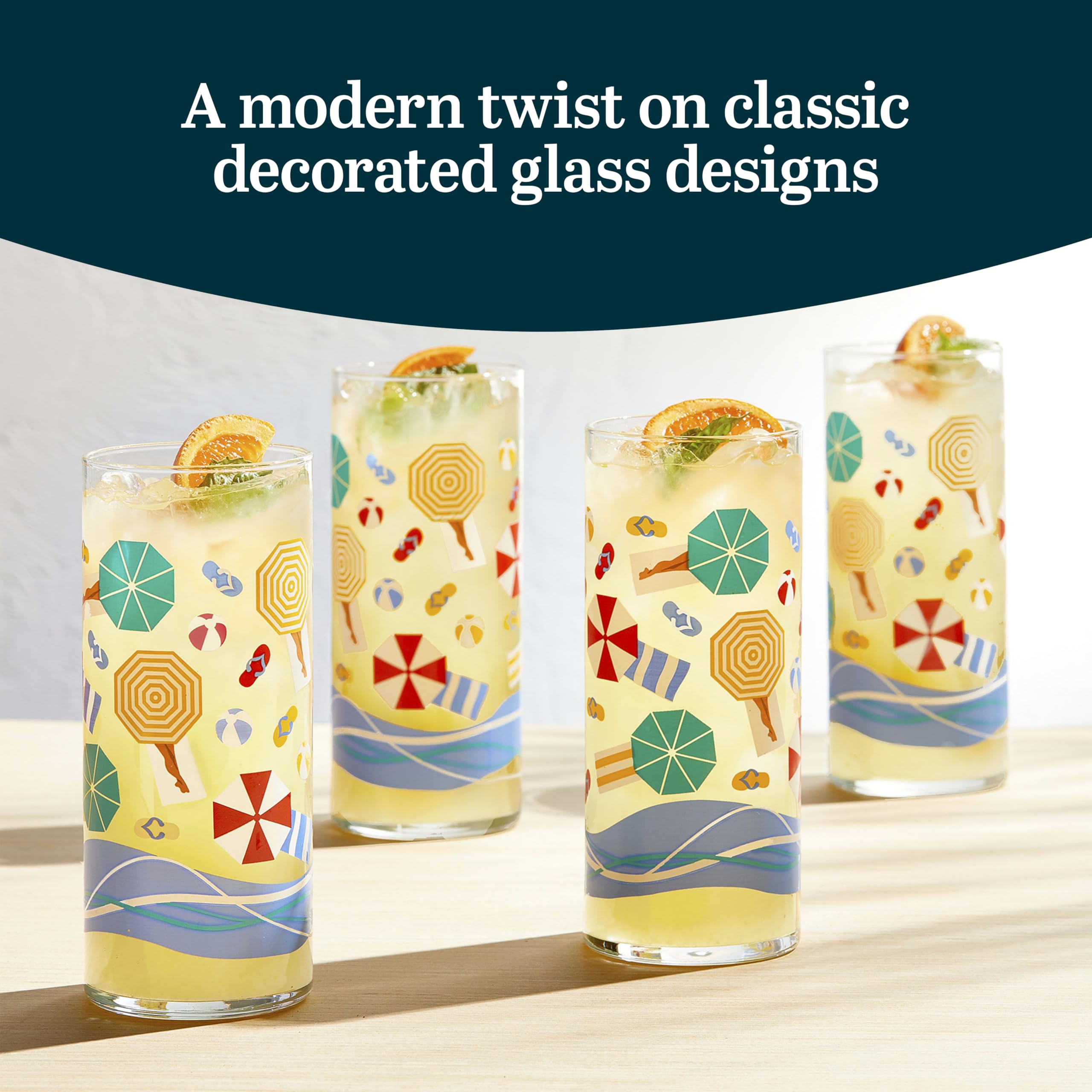Beach Themed Bar Glasses Amazon.com | Libbey Vintage Beach Drinking