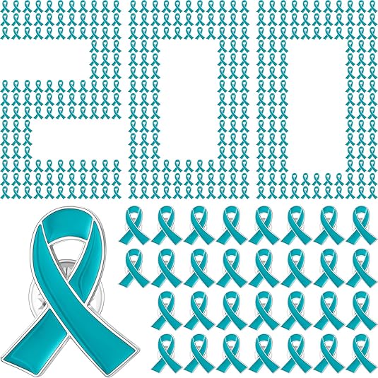 Amazon.com: Sasylvia 200 Pieces Teal Ribbon Awareness Lapel Pins Bulk ...