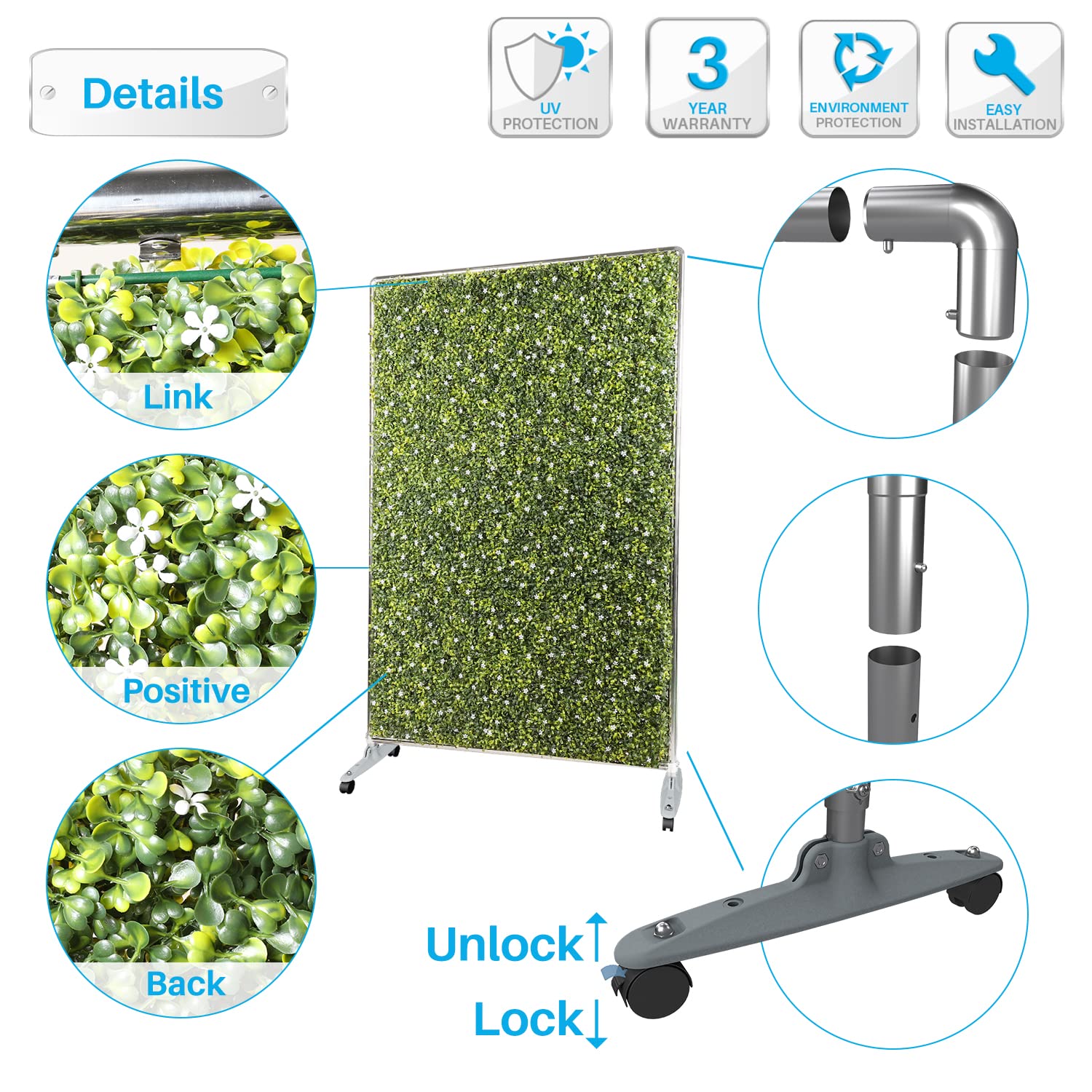 Snapklik.com : PATIO Moving Room Divider 40 H X 40 W Fake Grass Wall ...