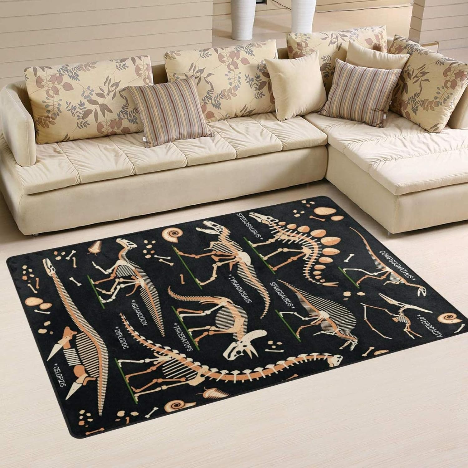 Amazon.com: Dinosaur Fossil Egg Bone Skeleton Area Rug, Abstract ...