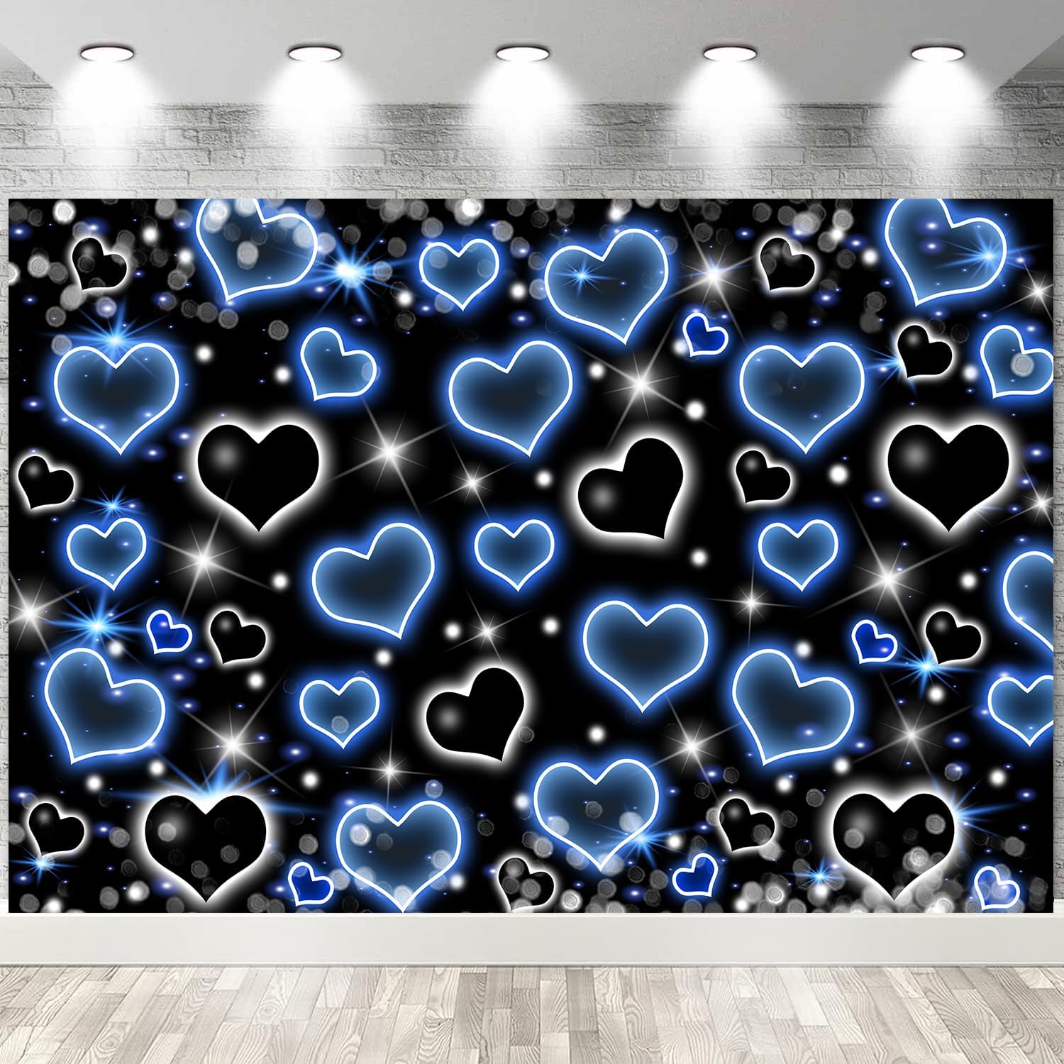 Amazon.com : Sensfun Black Blue Heart Early 2000s Backdrop for ...