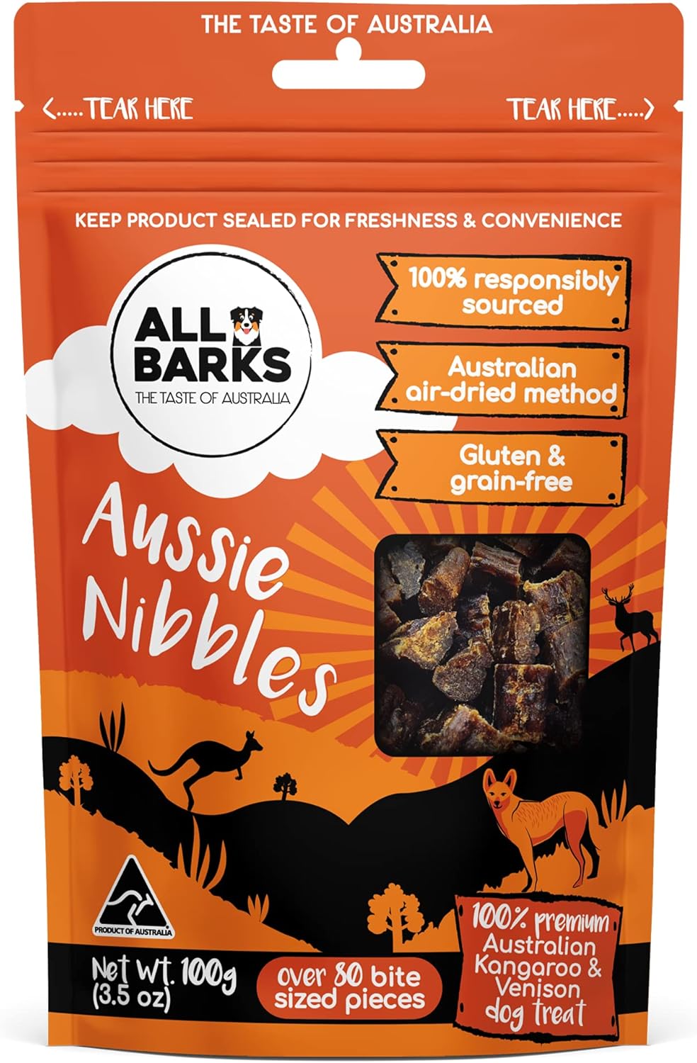 ALL BARKS Aussie Nibbles - 100% Aussie Venison and Kangaroo - Natural ...