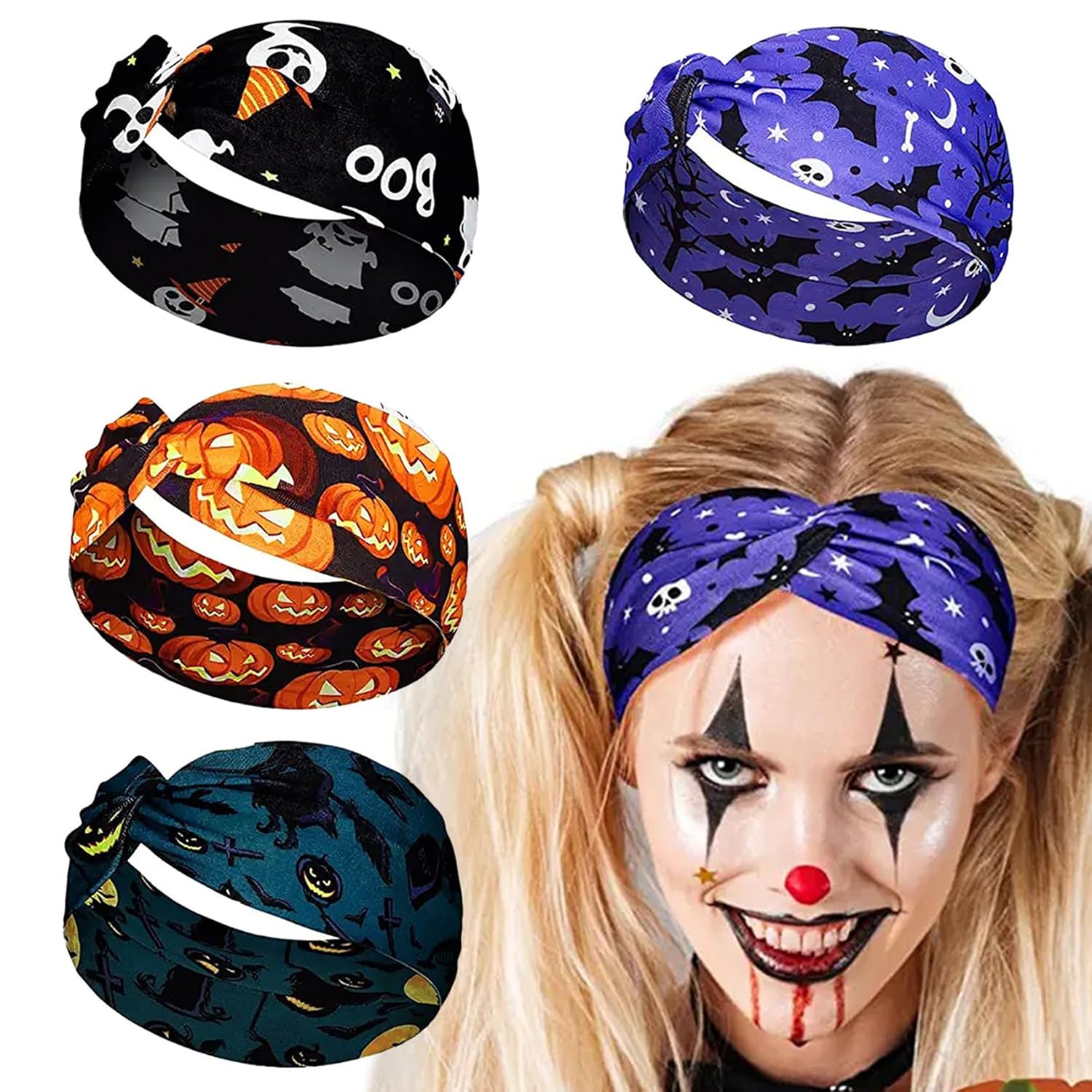 Amazon.com : TailaiMei 4 Pcs Halloween Headbands for Women, Knotted ...