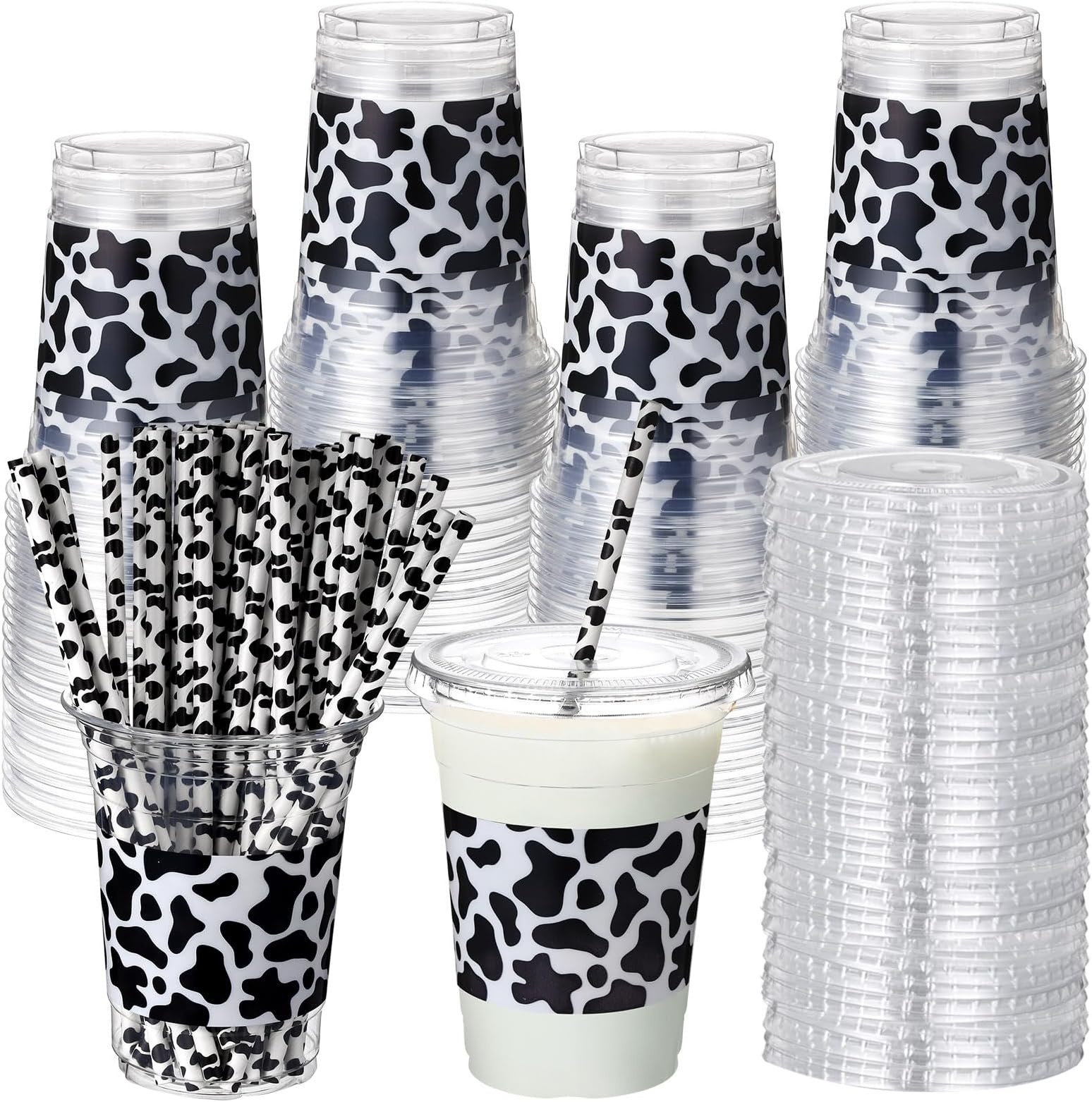 Amazon.com: excvalues 100 Pieces Cow Cup Disposable Paper Milk Cups 9 ...