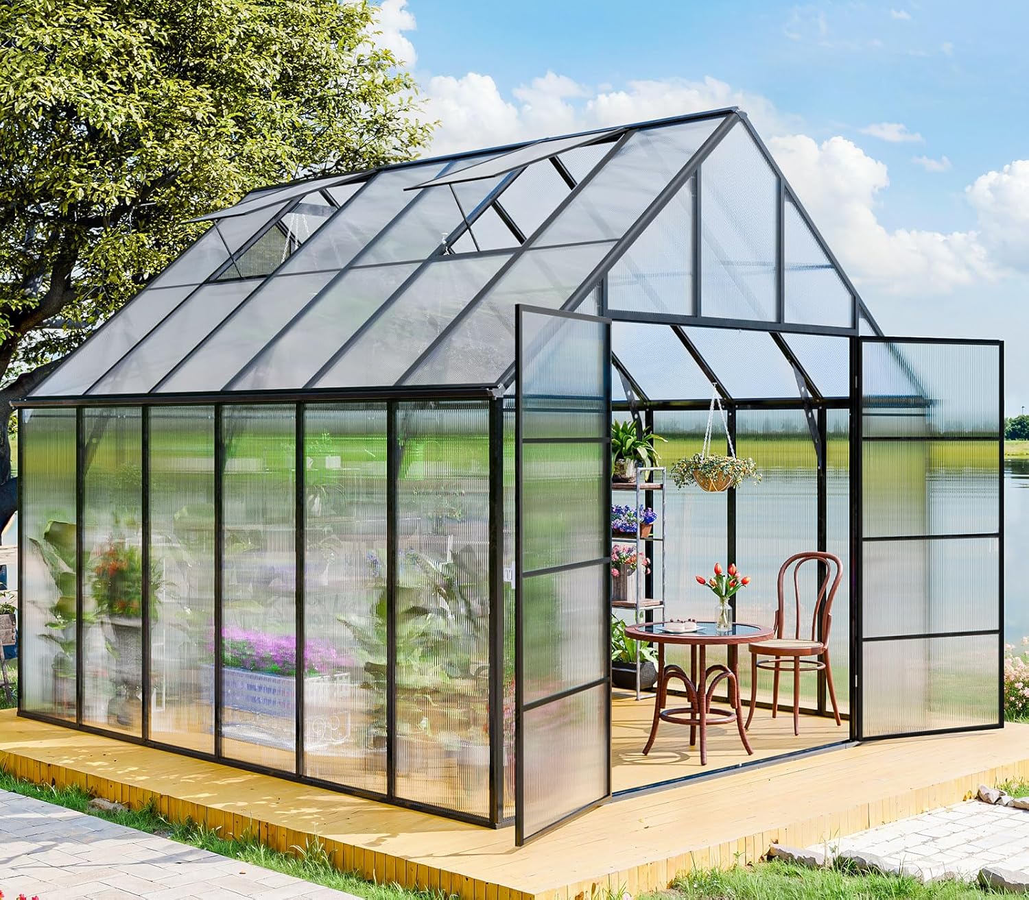 Amazon.com : 16x10x10 FT Polycarbonate Greenhouse for Outdoors, Heavy ...
