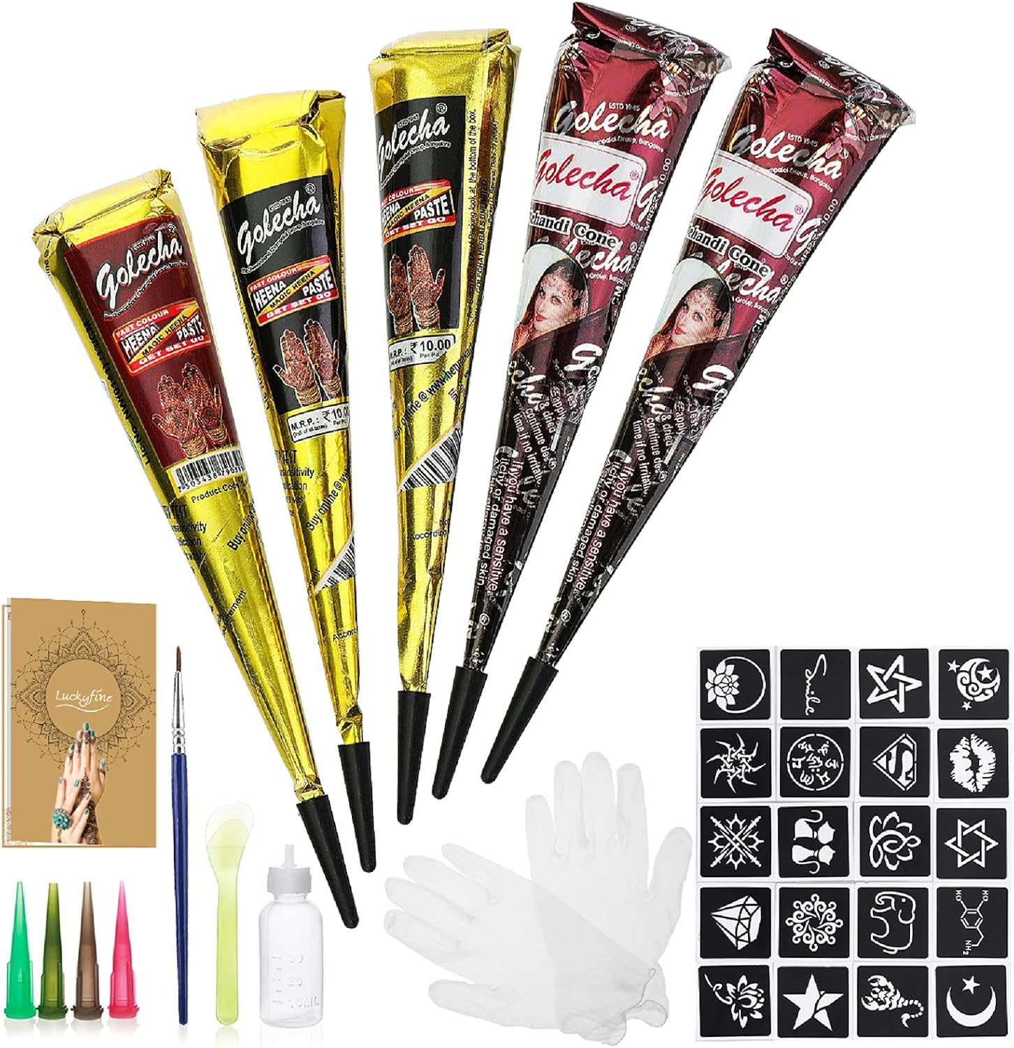 Luckyfine Temporary Tattoos Kit Indian Tattoos Kit All Natural ...