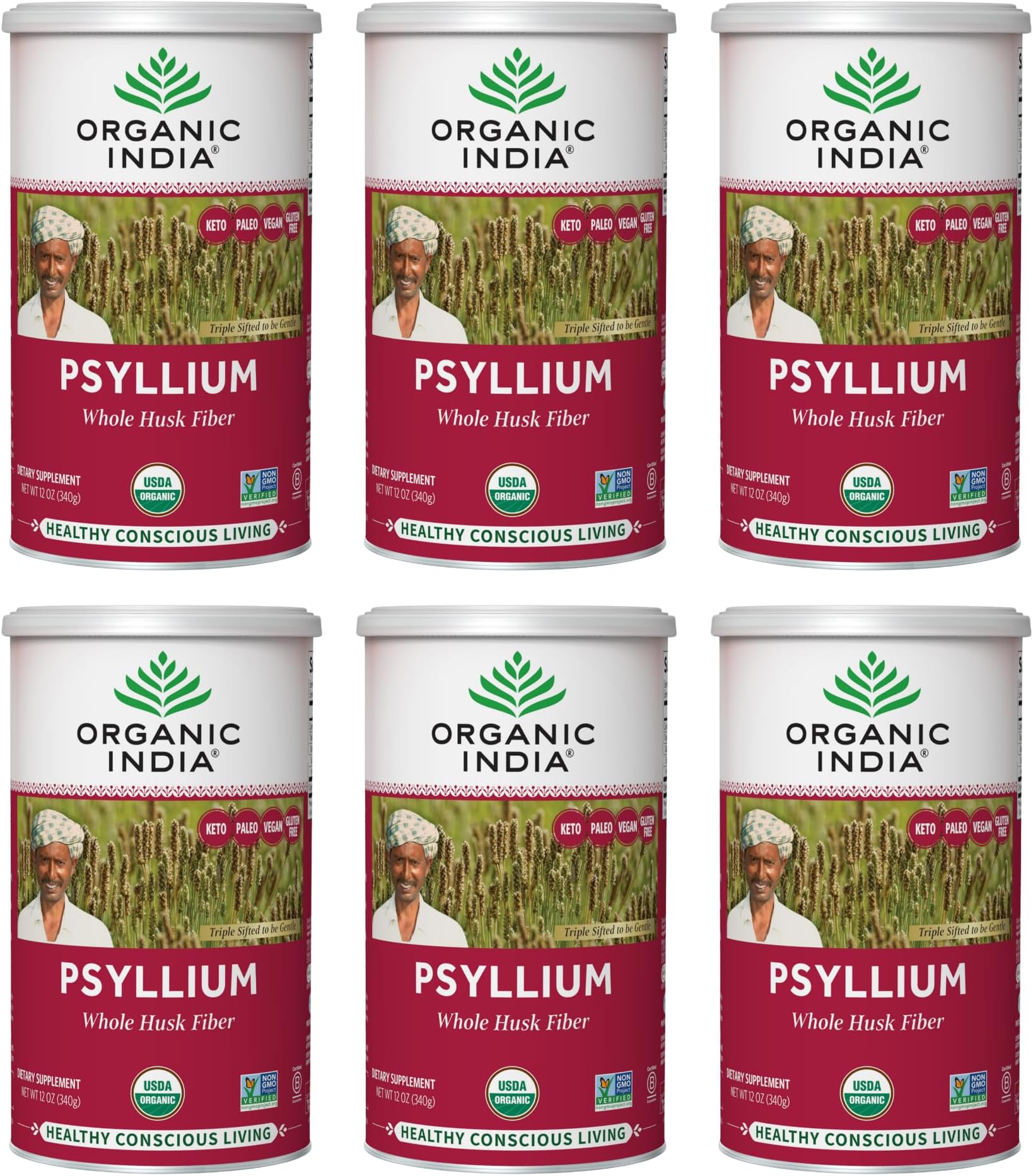 Amazon.com: ORGANIC INDIA Whole Psyllium Husk Powder Organic - Psyllium ...