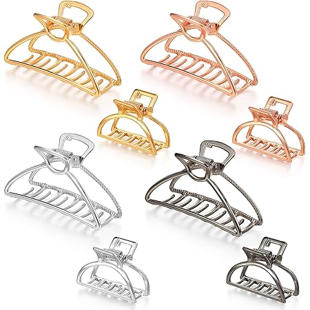 Amazon.com: 6 Pack Large Metal Hair Claw Clips,Gold and Silver Fashion ...