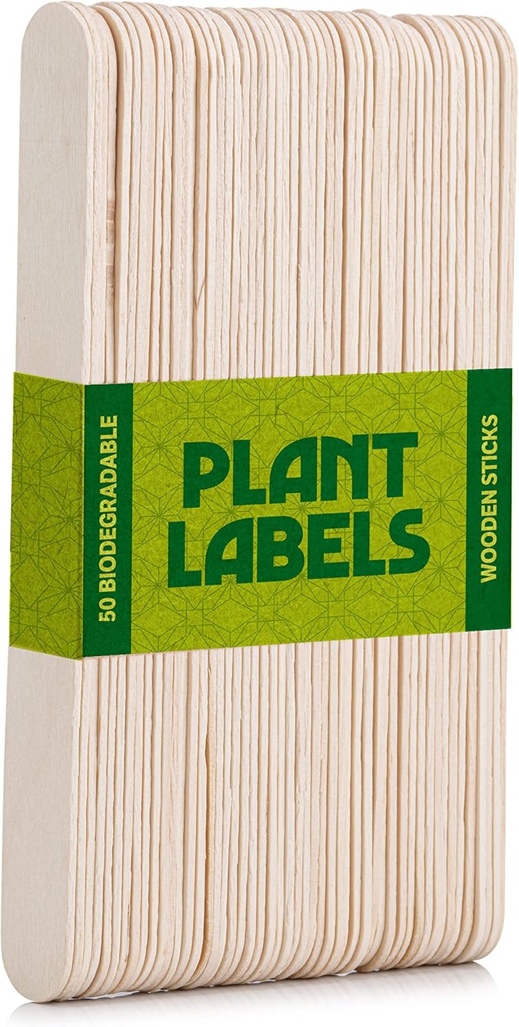 50Pcs Plant Labels, Biodegradable Wooden Sticks, Wooden Plant Labels ...