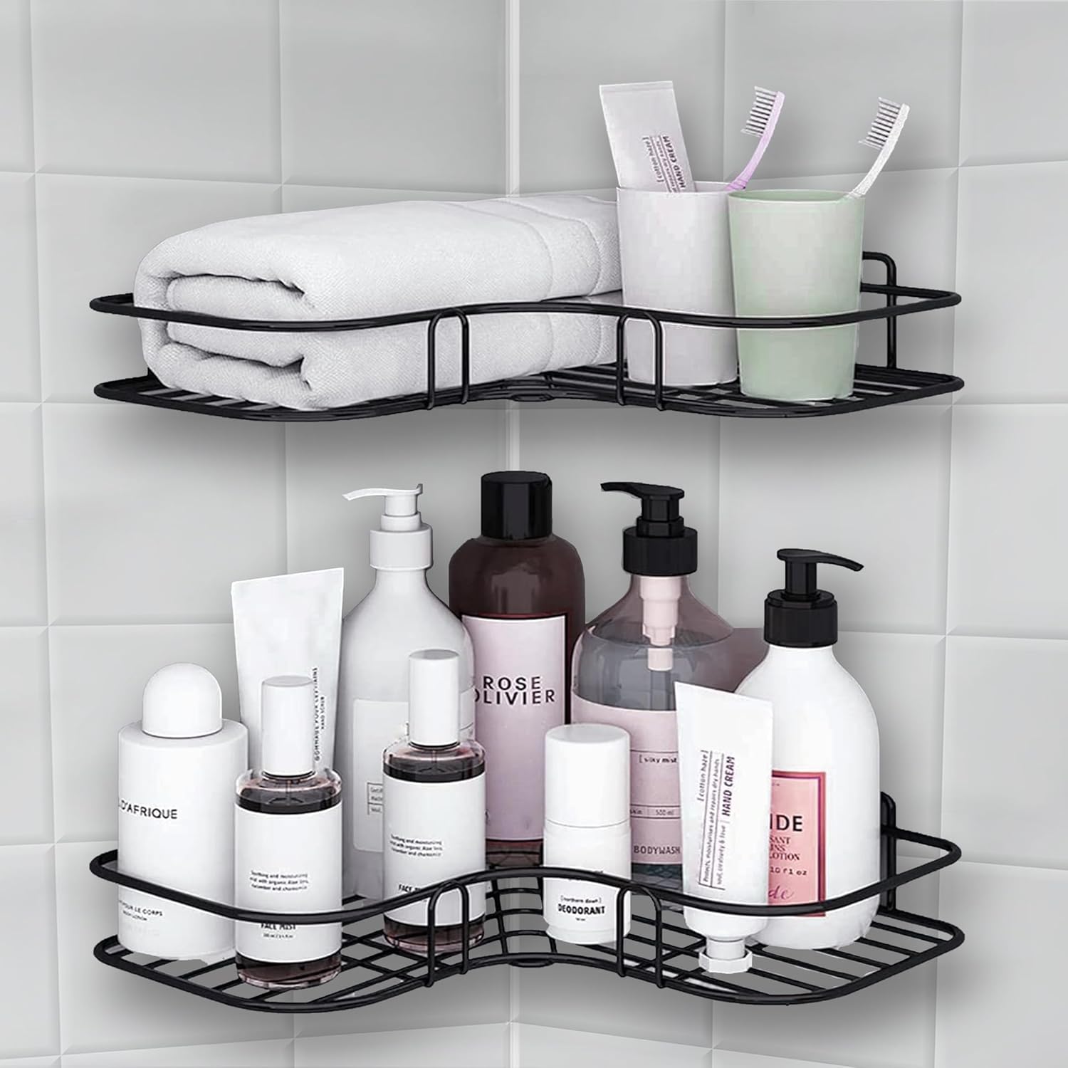 Decohaven Self-Adhesive Shelves for Corner Walls for Bathroom Organizer ...