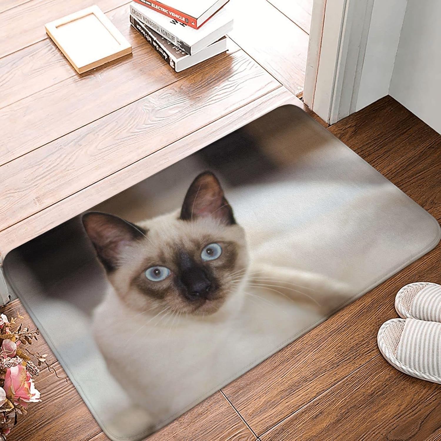 Amazon.com: Yuwznsx White Siamese Cat Door Mat Rugs Indoor Outdoor Non ...