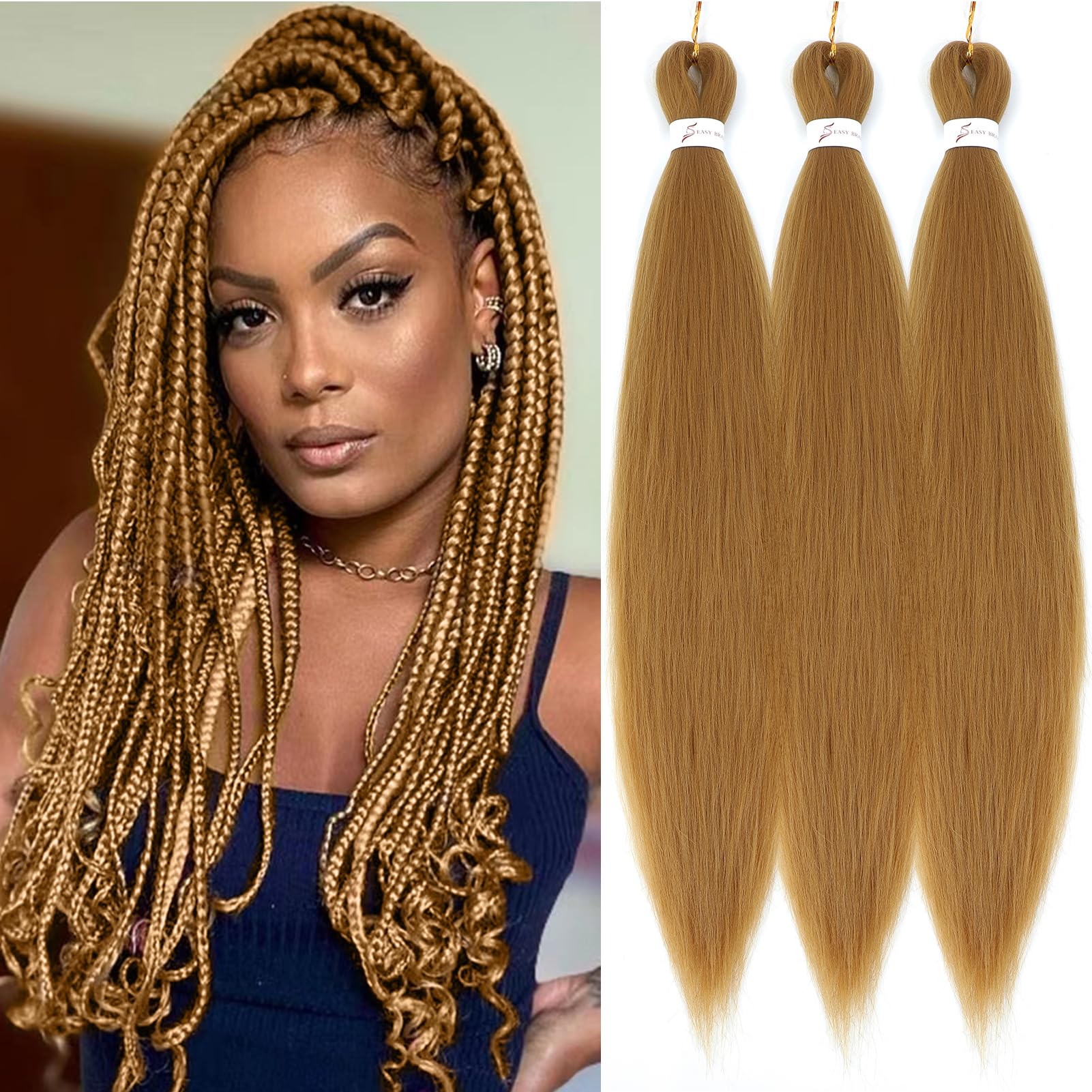 Amazon.com : 27 Prestretched Braiding Hair 3 Packs 26 Inch Honey Blonde ...