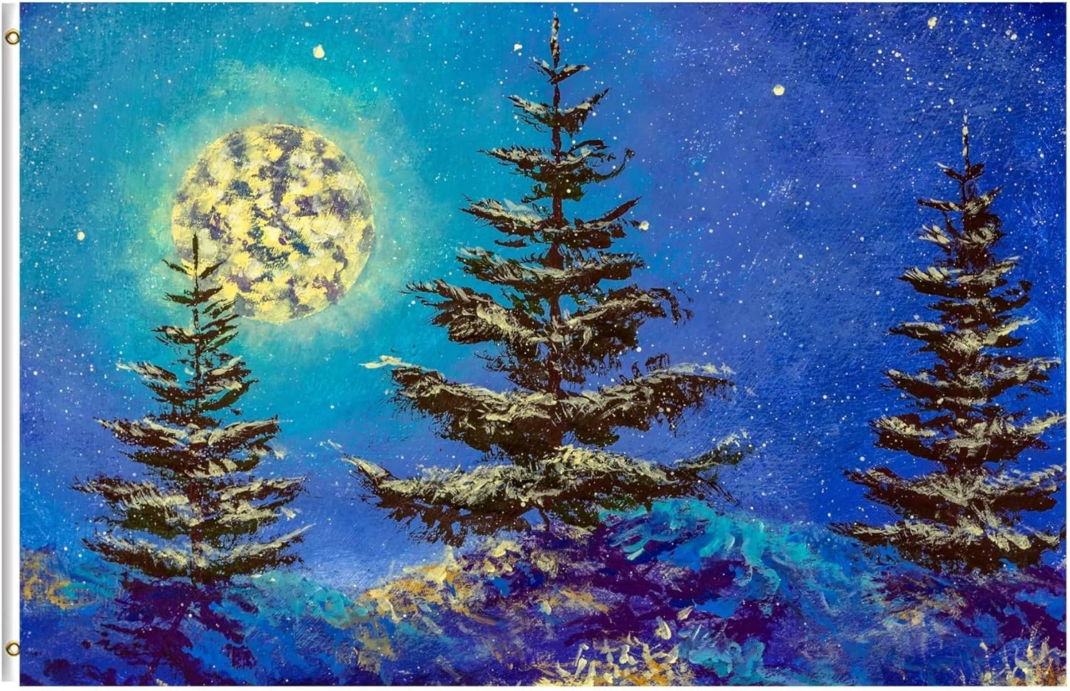 Amazon.com: Pickako Christmas Winter Landscape with Moon and Snowy Fir ...