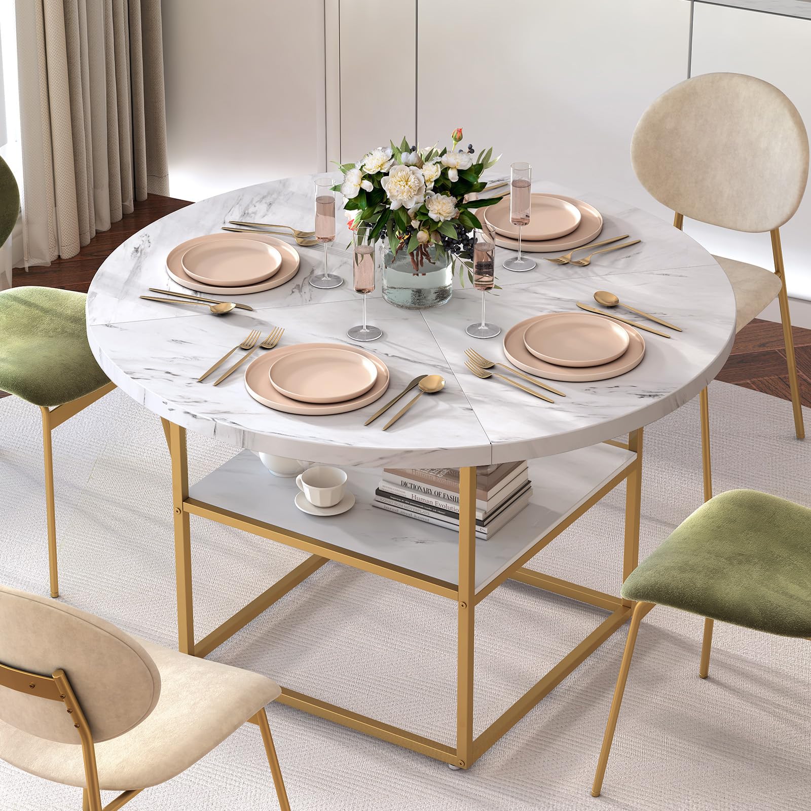 Snapklik.com : ONBRILL 47.24 Inch Round Dining Table For 4-6 People ...