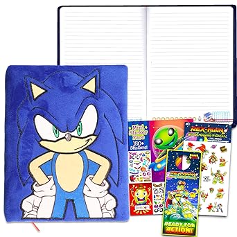 Game Party Sonic the Hedgehog Journal Set for Kids - Bundle with Plush ...