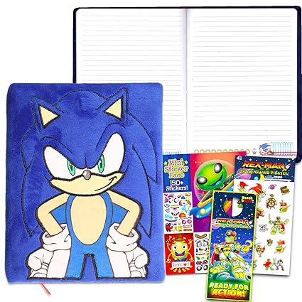 Game Party Sonic the Hedgehog Journal Set for Kids - Bundle with Plush ...