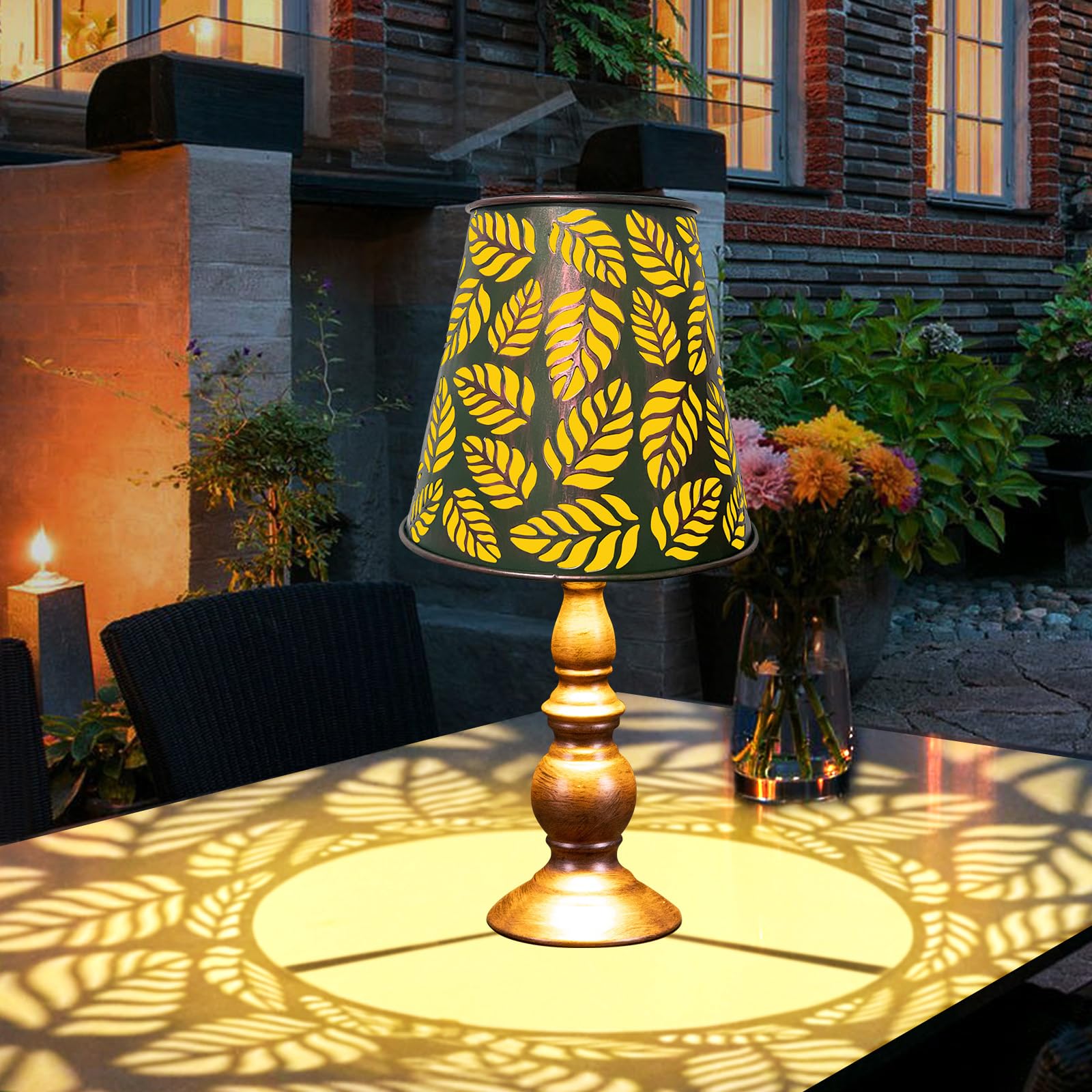 shumi Solar Table Lamp Green Leaf Waterproof Lamp Auto Light Up Outdoor ...