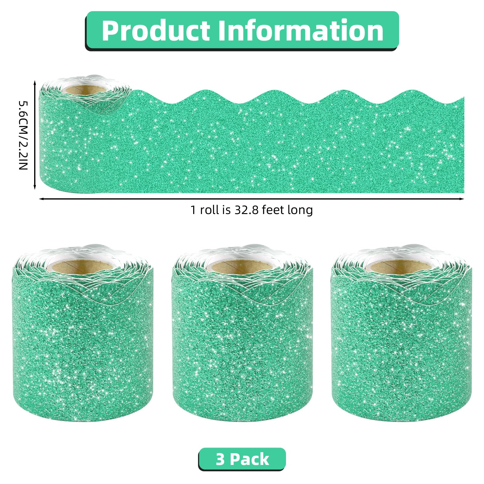 Snapklik.com : Glitter Bulletin Board Borders Set - 3 Rolls 98.4 Ft ...