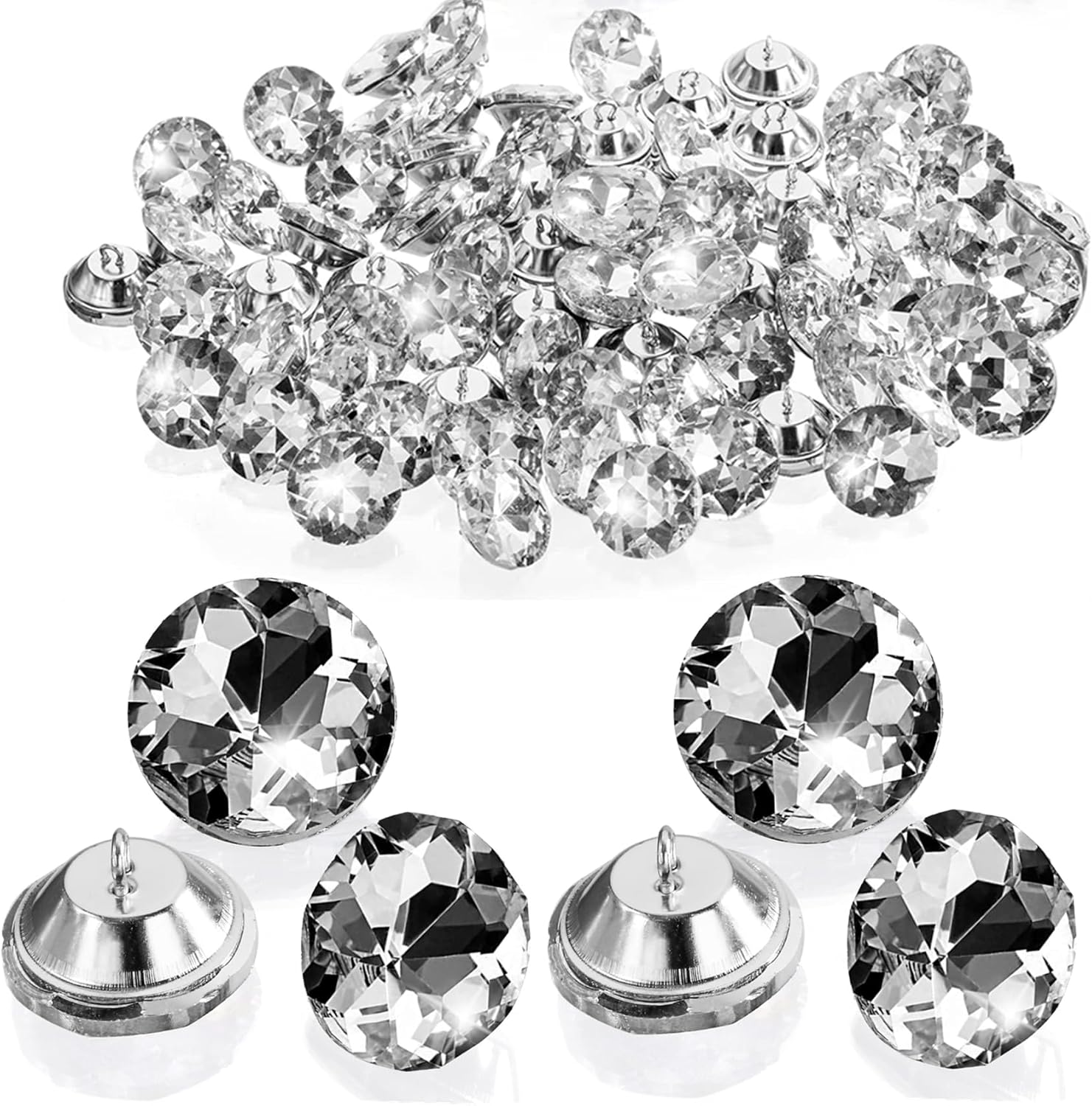 Amazon.com: NROZIET 150 Pieces Rhinestone Crystal Buttons, 25MM Clear ...