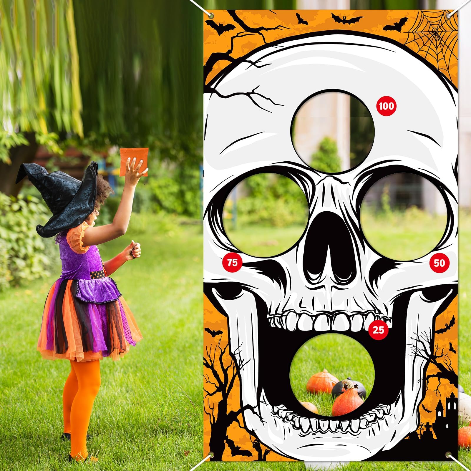 Amazon.com: CHUNNIN Halloween Skull Bean Bag Toss Games with 4 Bean ...