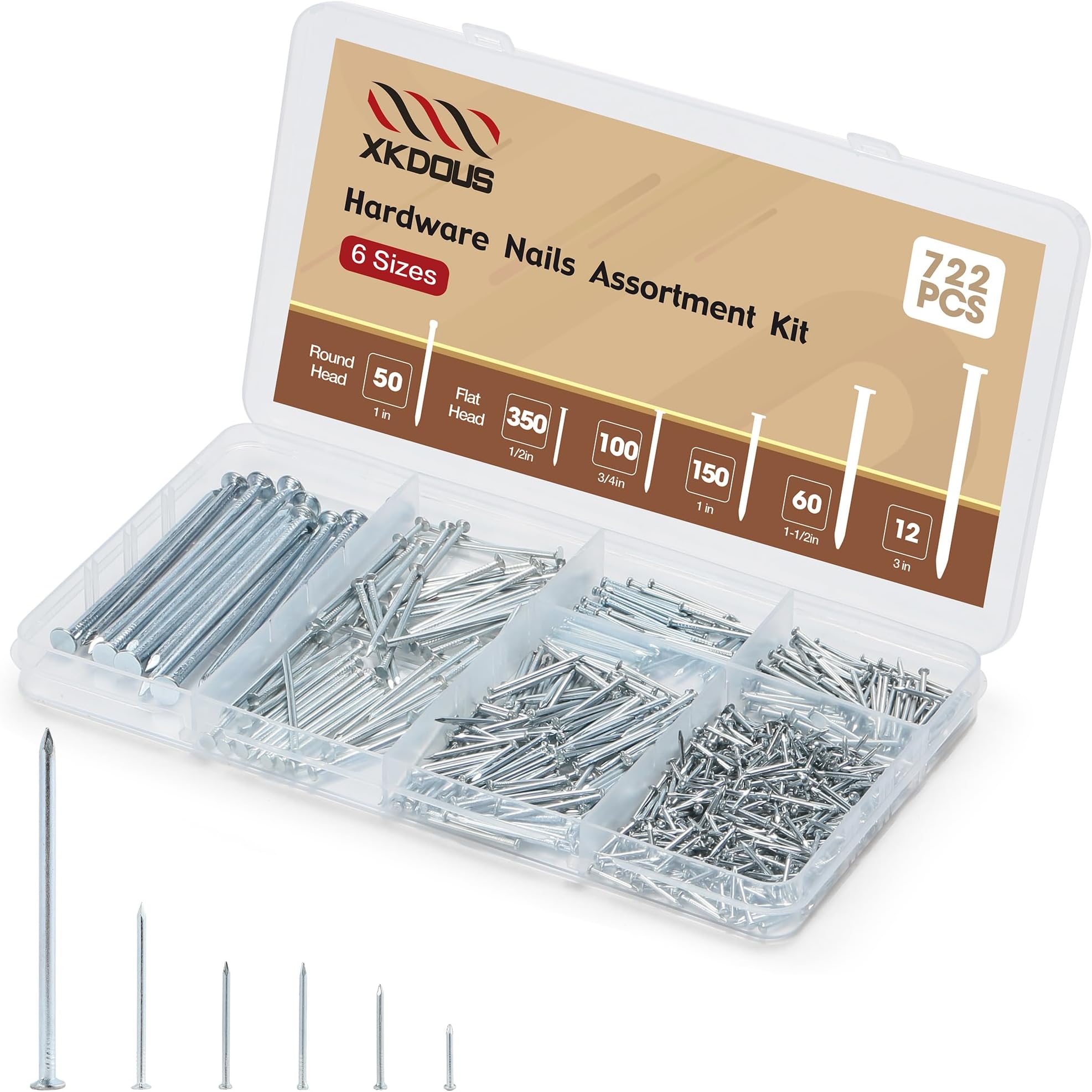 Hillman 591520 Small Wire Nails and Brads Assortment Kit - 260 pieces ...