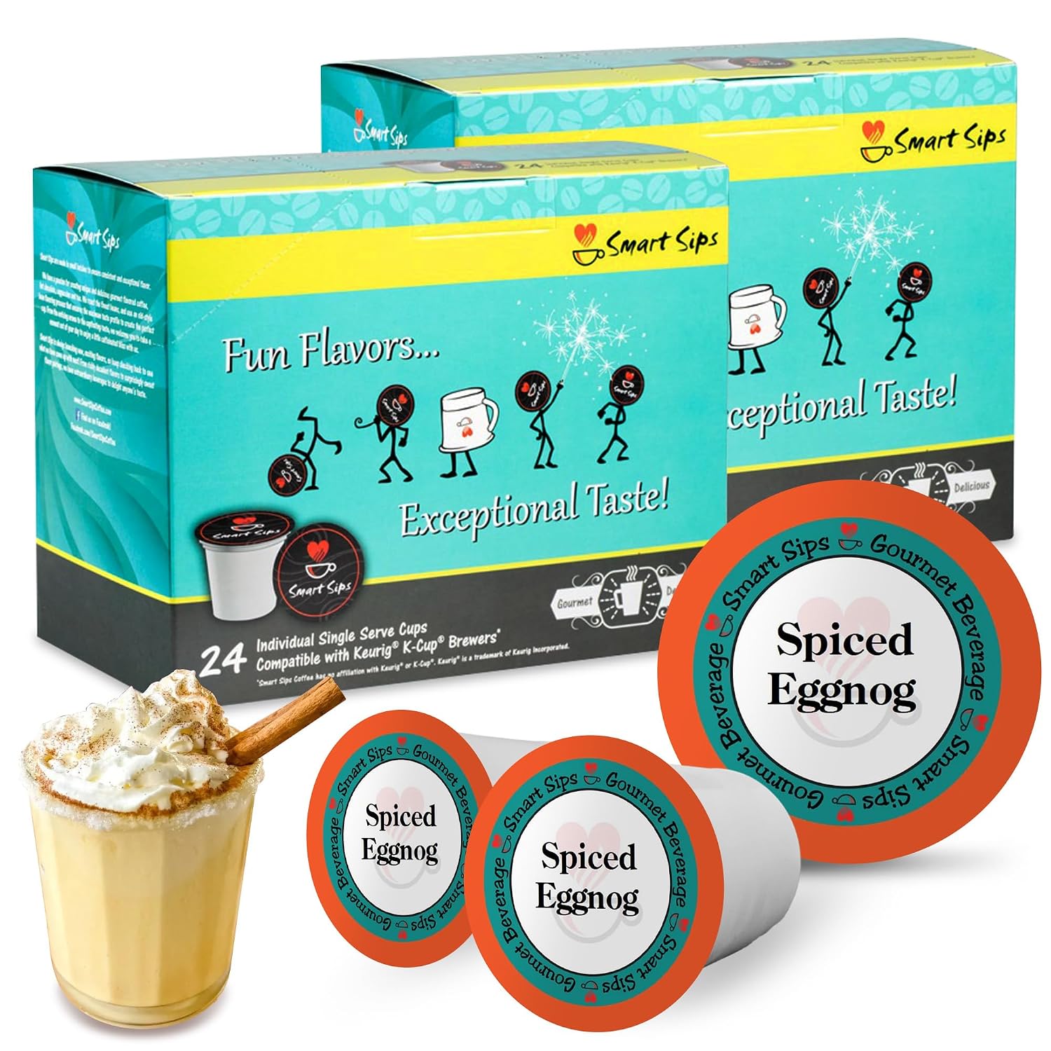 Amazon.com: Smart Sips, Spiced Eggnog Coffee, Medium Roast, Gourmet ...