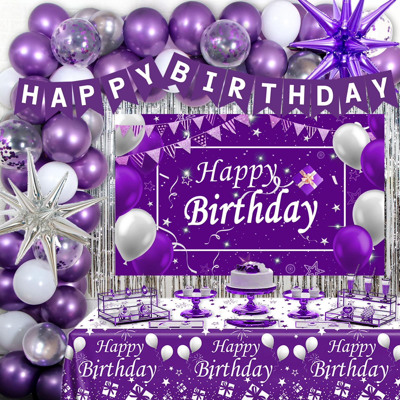 Amazon.com: Purple Birthday Decorations for Women Girls, Lavender ...