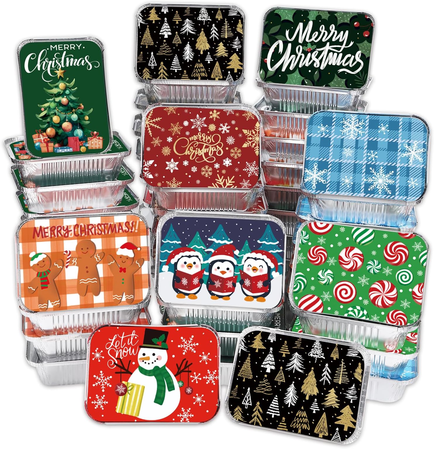 Amazon.com: Gift Boutique 36 Count Christmas Tin Foil Containers with ...