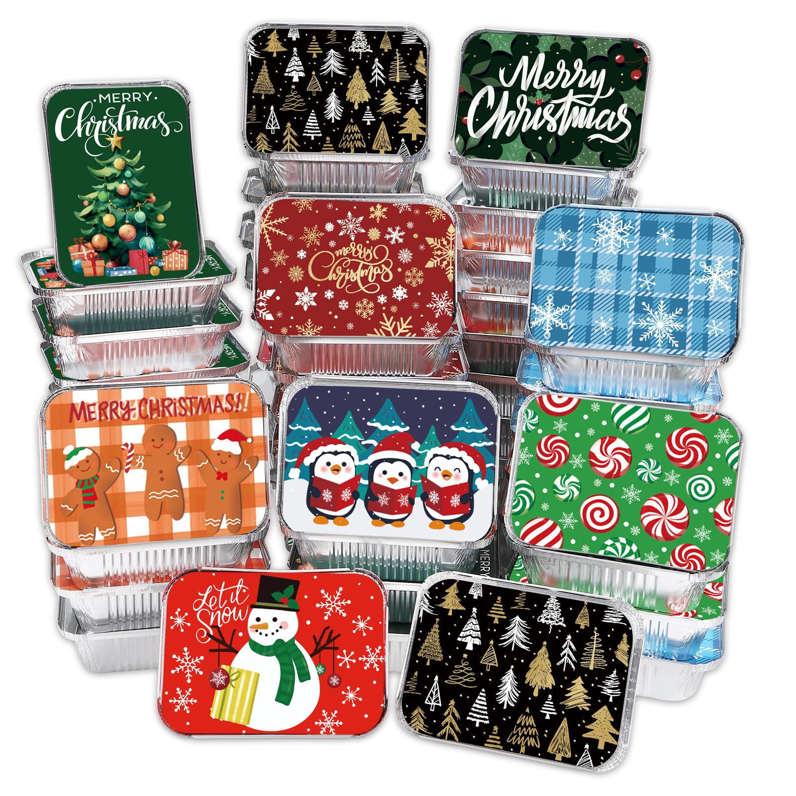 Amazon.com: DIYDEC 36PCS Christmas Foil storage Containers 9 Styles ...