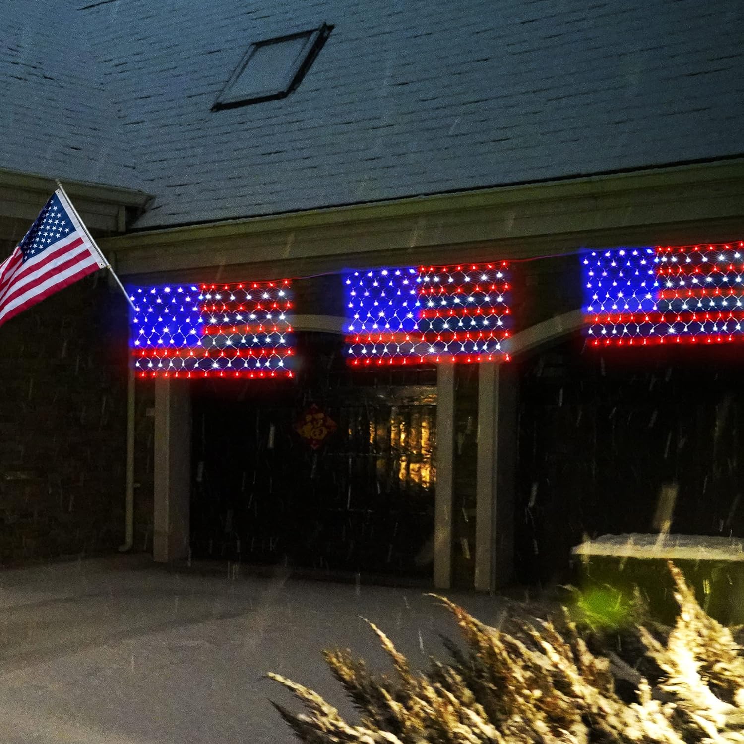 Dazzle Bright American Flag Net Lights, 324 LED Waterproof USA Flag ...