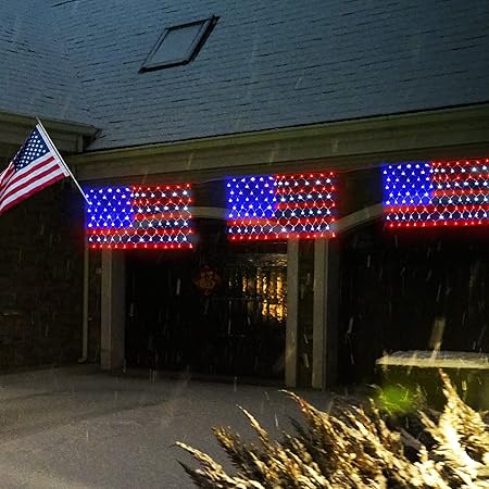 Dazzle Bright American Flag Net Lights, 324 LED Waterproof USA Flag ...