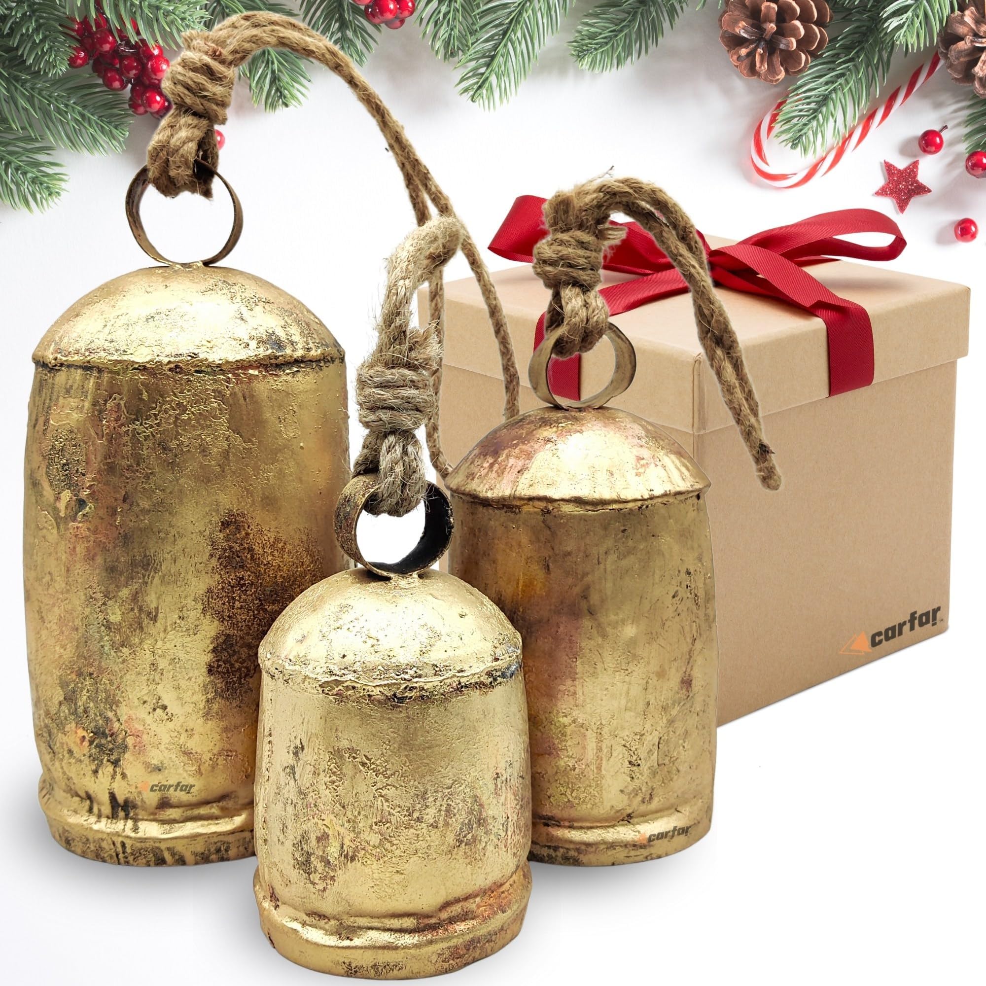 Amazon.com: Carfar Set of 3 Rustic Style Bells Handmade Metal Harmony ...