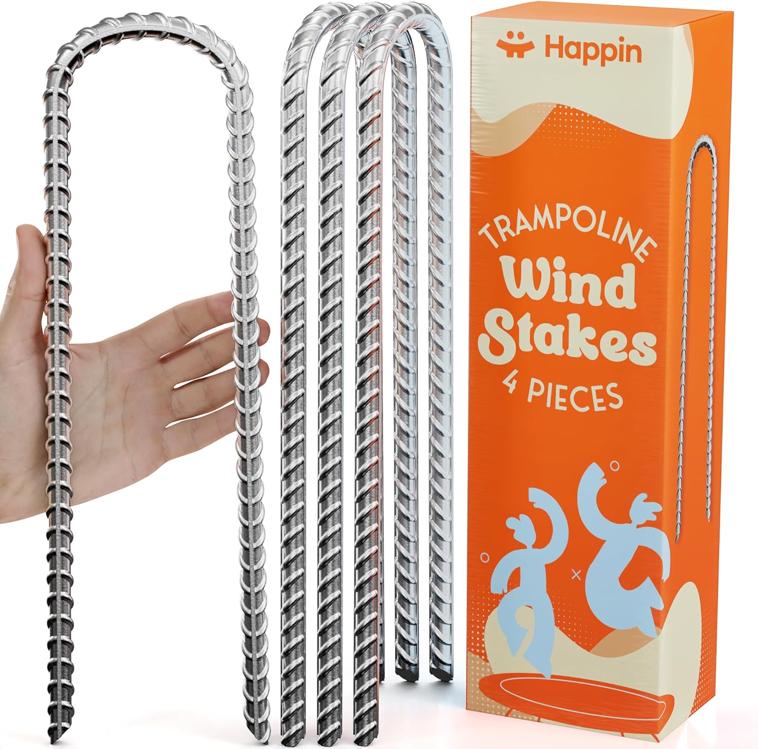 Amazon.com : Happin® Ultra Strong Trampoline Stakes Anchors High Wind ...