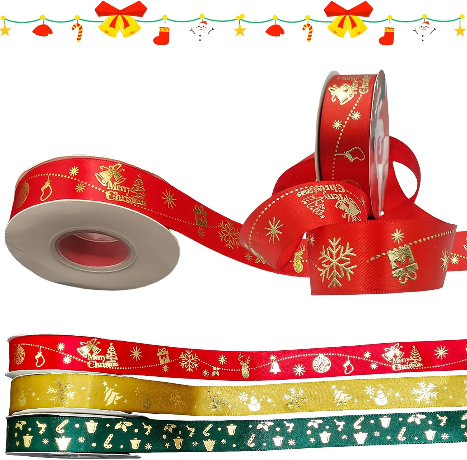 Amazon.com: Christmas Ribbon, Ribbon for Christmas Gift Wrapping Ribbon ...