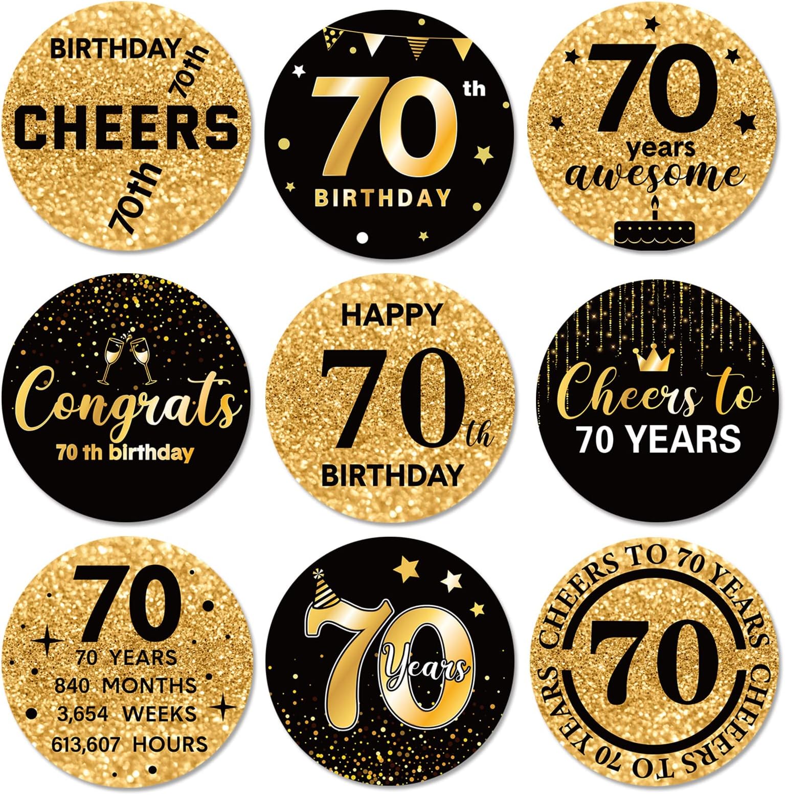 Amazon.com: Cgvovgr 80 Pcs Black Gold Birthday Thank You Stickers ...