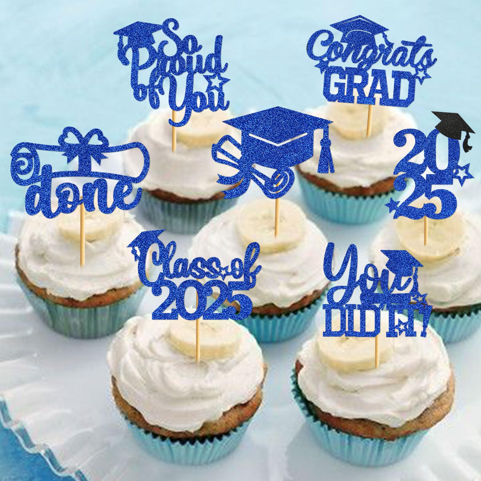 Snapklik.com : 40Pcs Blue Graduation Cupcake Toppers 2025 Graduation ...