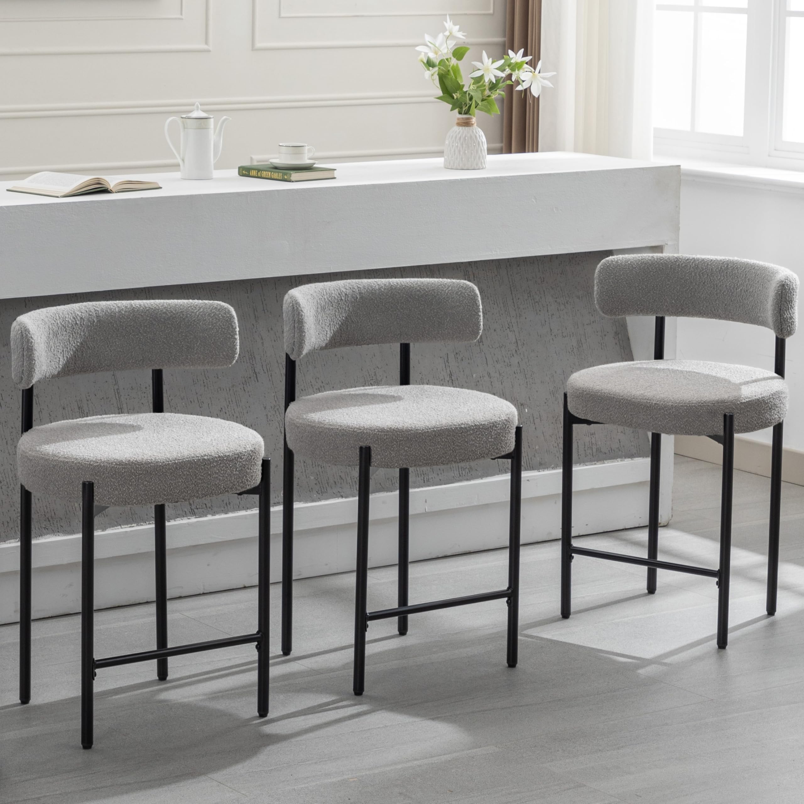 Amazon.com: Forsalund Counter Height Bar Stools, 24'' Grey Bar Stools ...