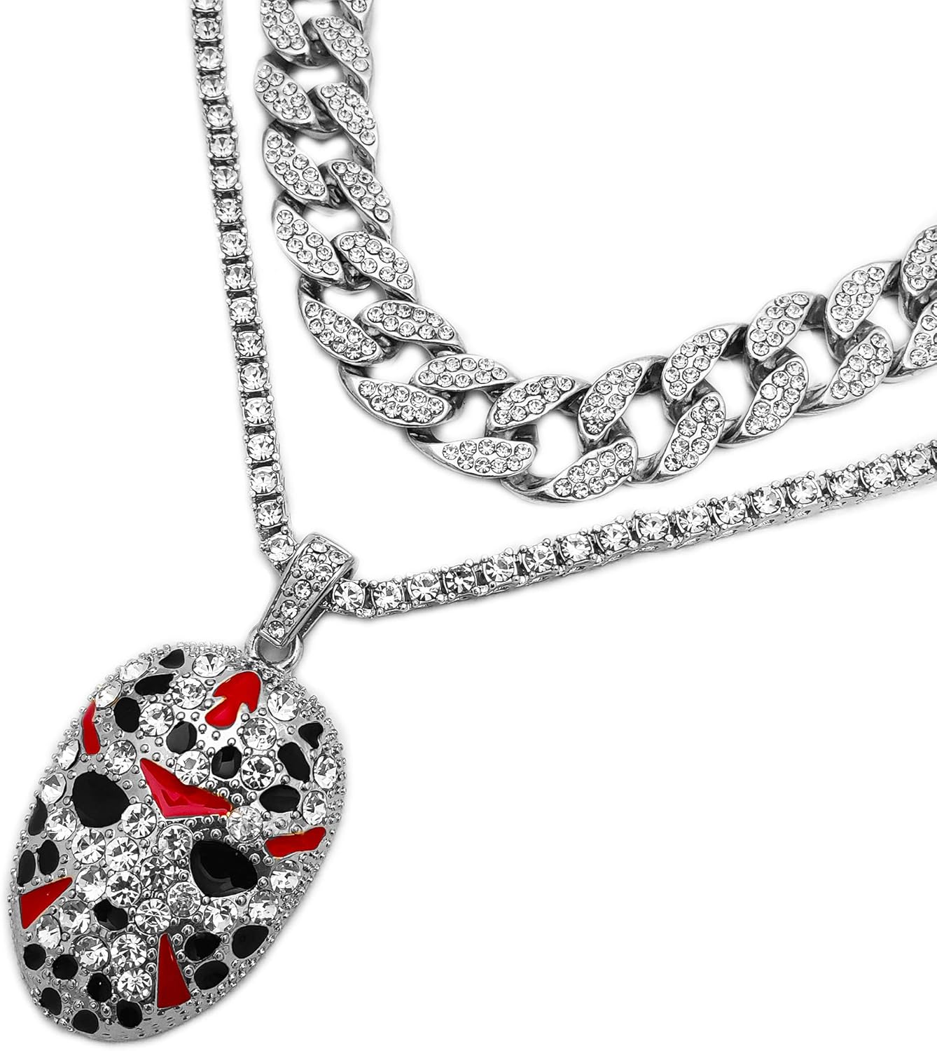 Hip Hop Silver Plated Slaughter Gang w/ 18" Full Iced Cuban & 1 ROW ...