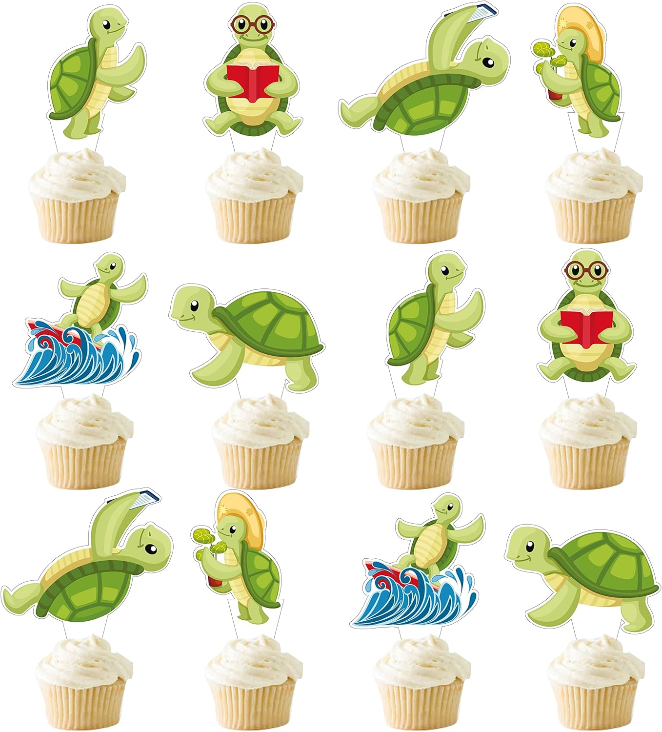 Amazon.com: Xiliconie Turtles Birthday Party Supplies,24 PCS Baby ...