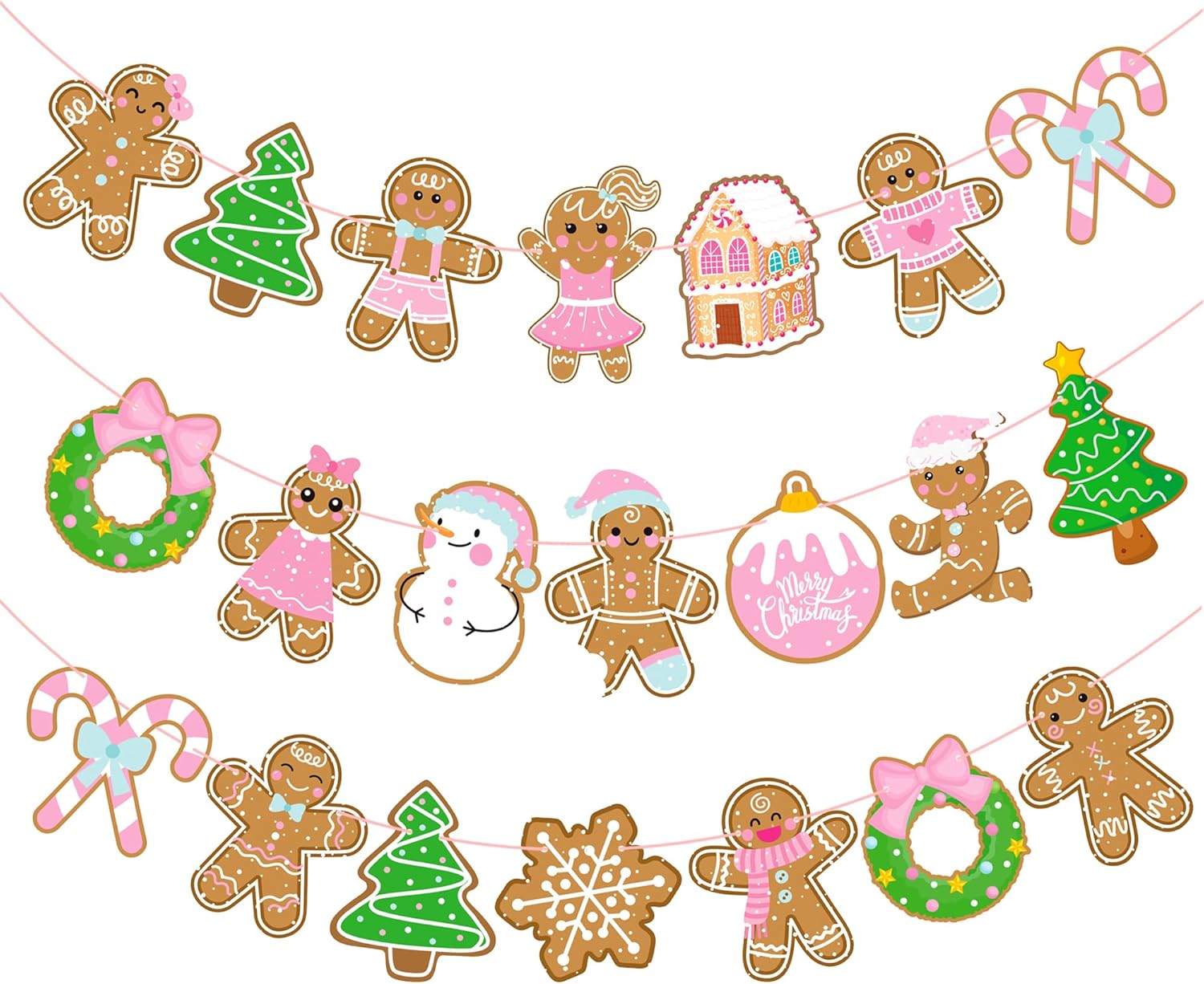 Amazon.com: 2PCS Gingerbread Party Banners Christmas Gingerbread Man ...