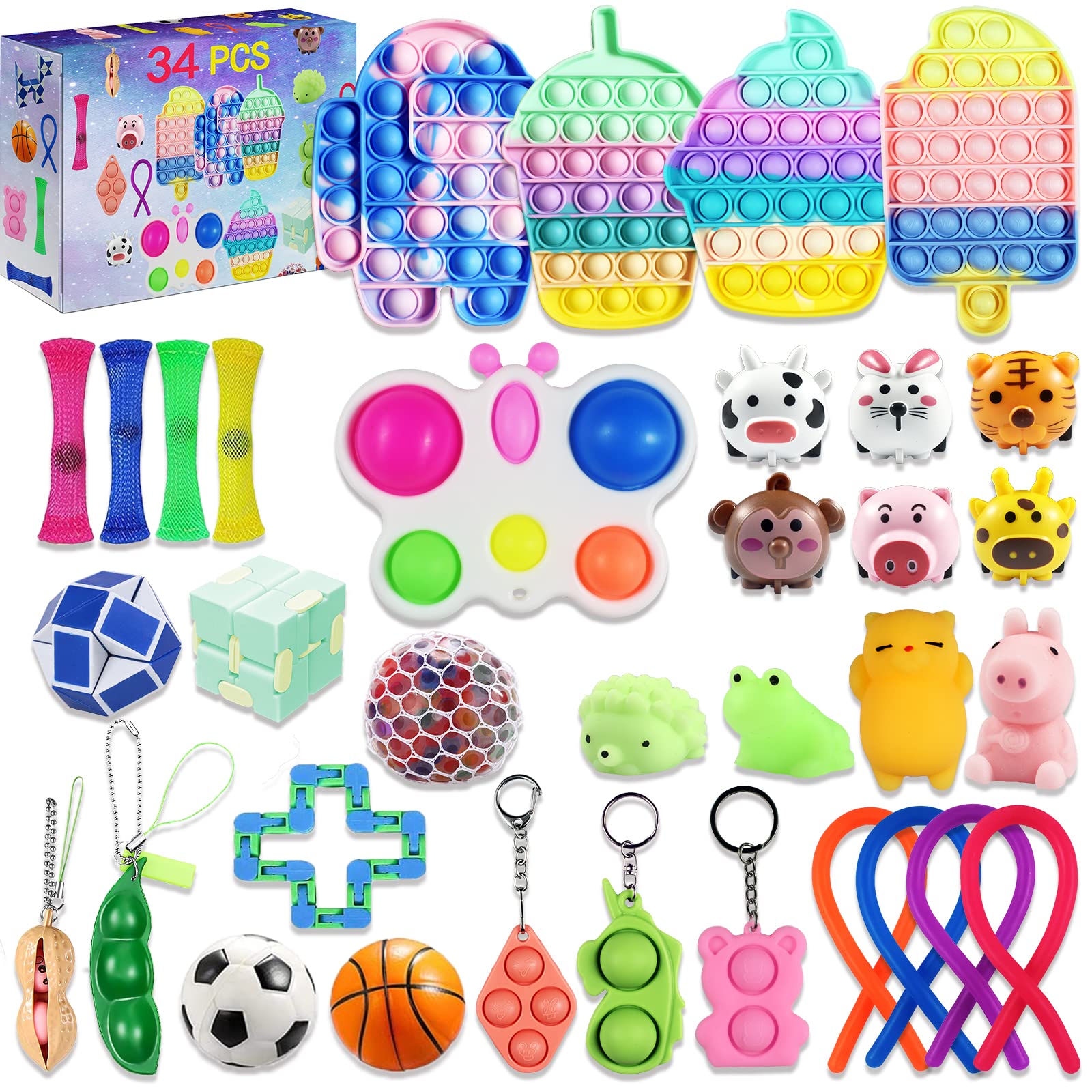 Buy 37 Pcs Sensory Toys Set , Pop it Toy Pack,Stress Fidget Hand Toys ...